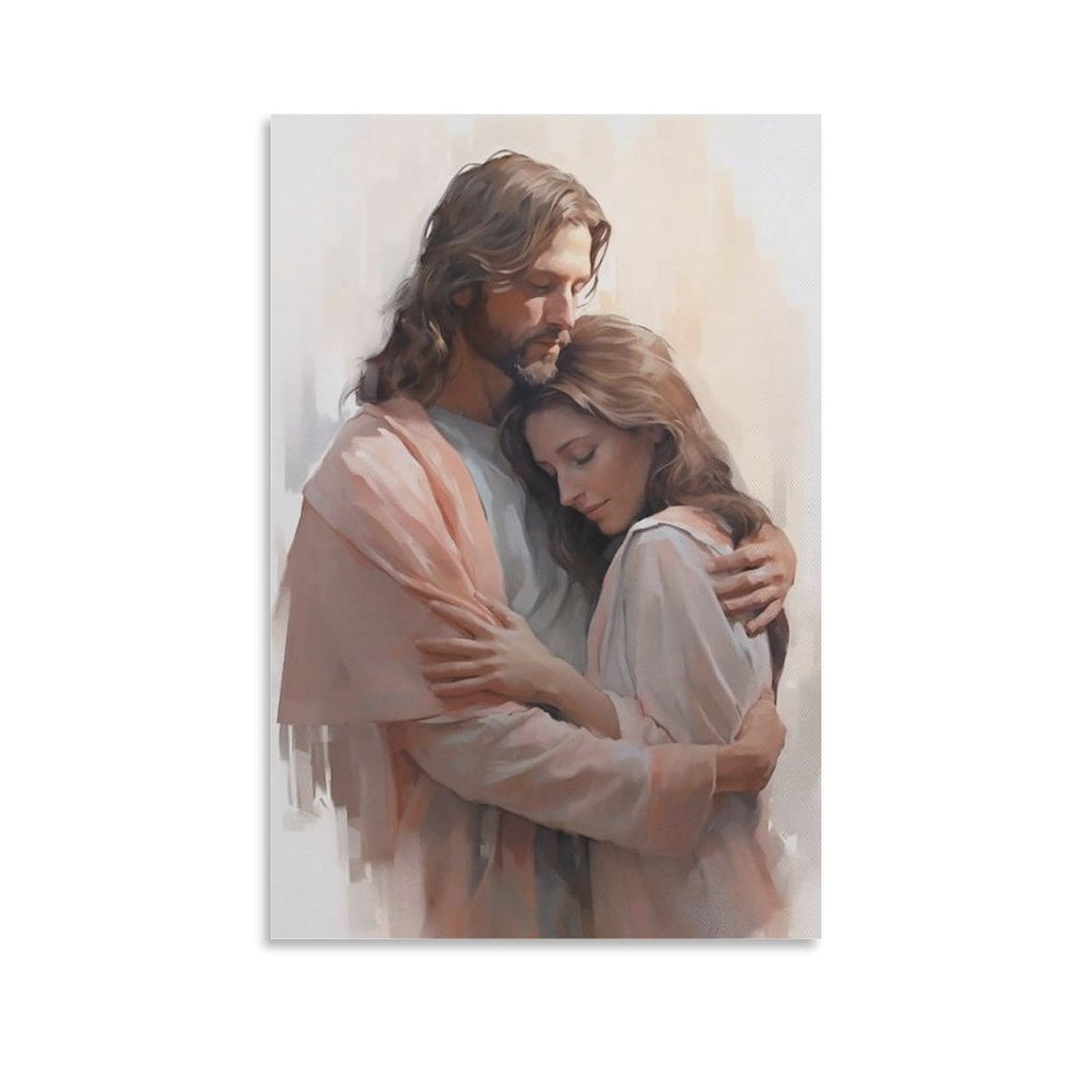 Christ Jesus Wall Art Decor Jesus Hugging Woman Bible Painting Canvas ...