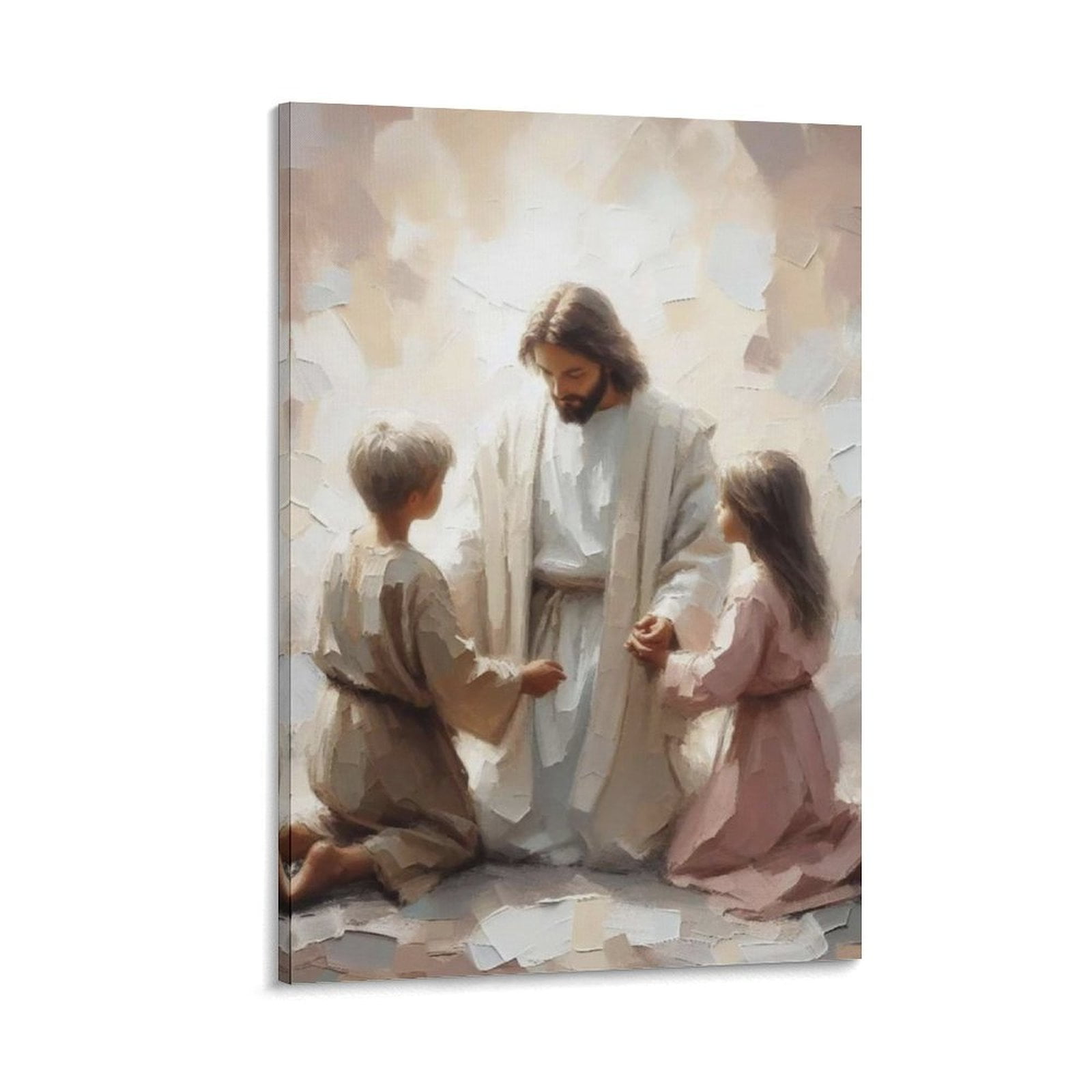 Christ Jesus Wall Art Decor Jesus Praying with Boy And Girl Bible ...