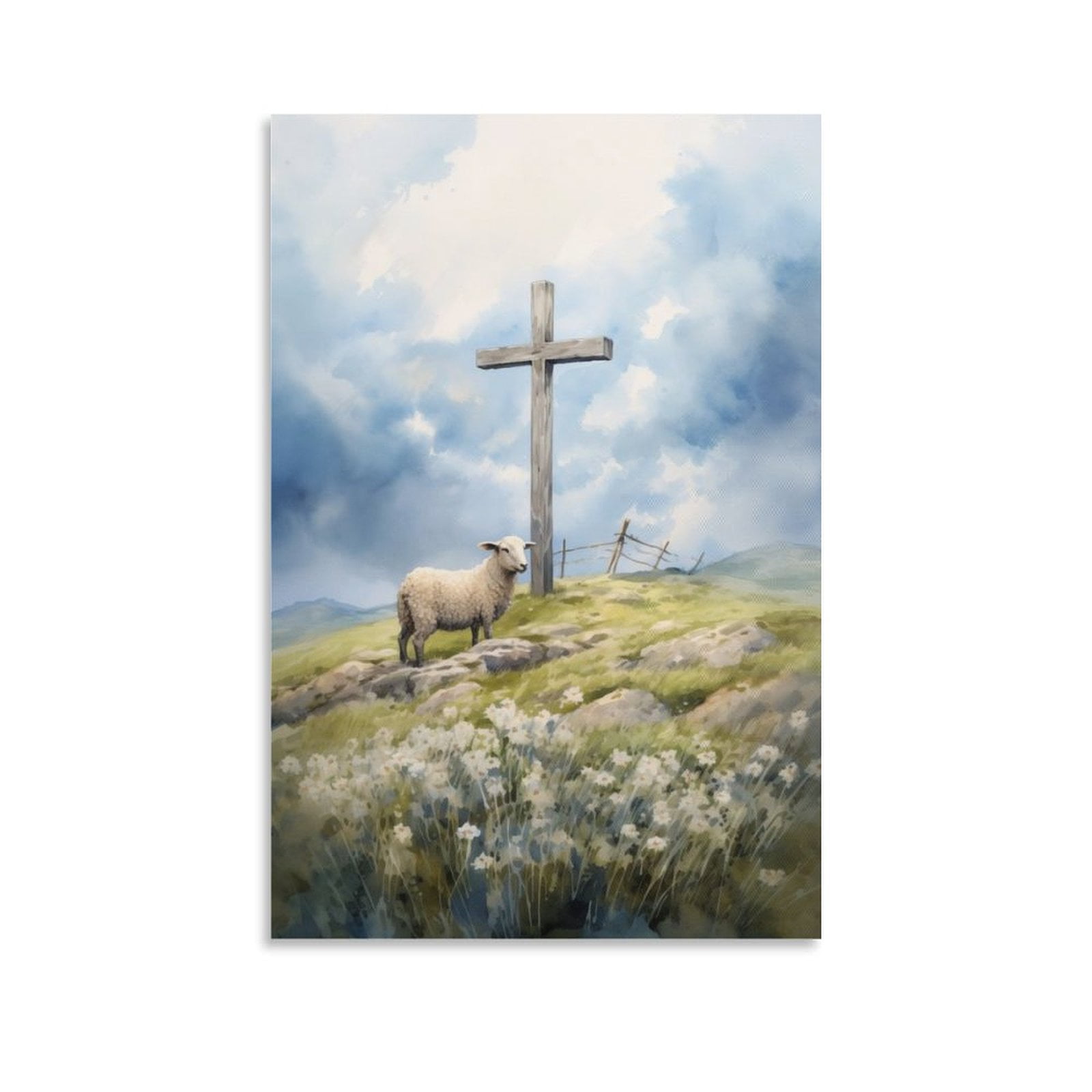 Christ Jesus Wall Art Decor Lamb And Cross God Savior Bible Painting ...