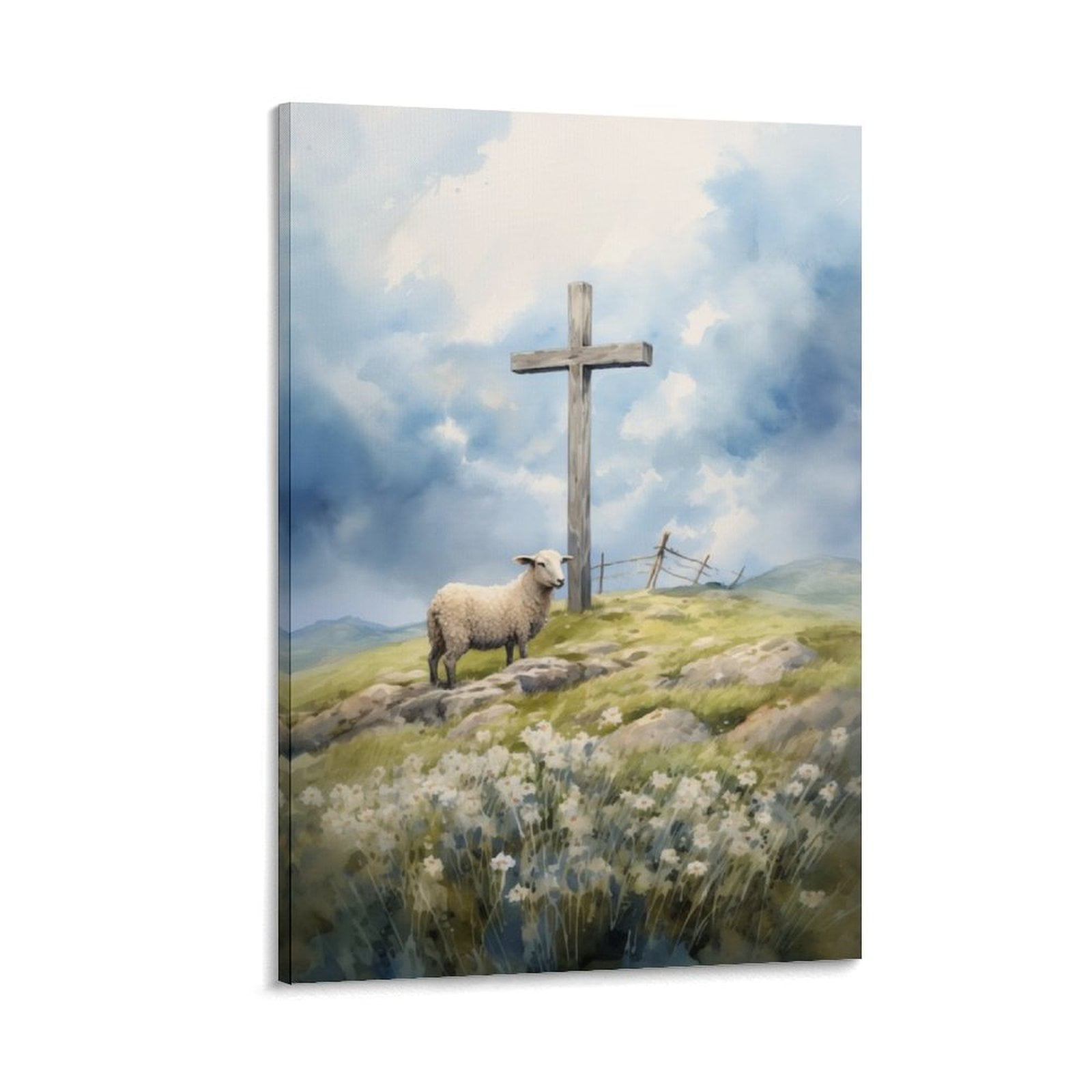 Christ Jesus Wall Art Decor Lamb And Cross God Savior Bible Painting ...