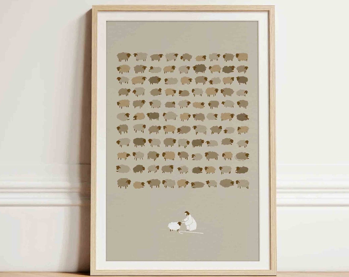Christ Leaves The 99 Sheep Bible Sketches Christian Modern Bible Art ...