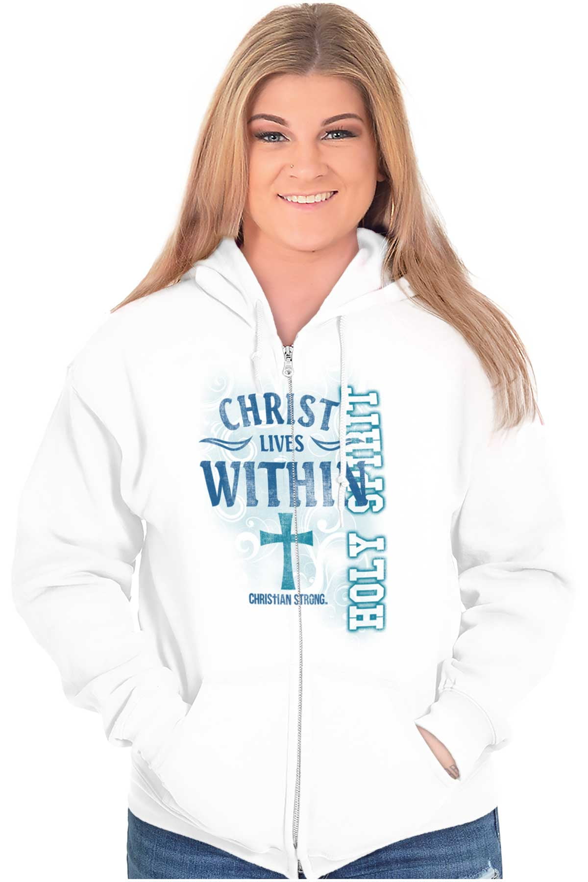 Christ Lives Within Holy Spirit Zip Hoodie Sweatshirt Women Brisco ...