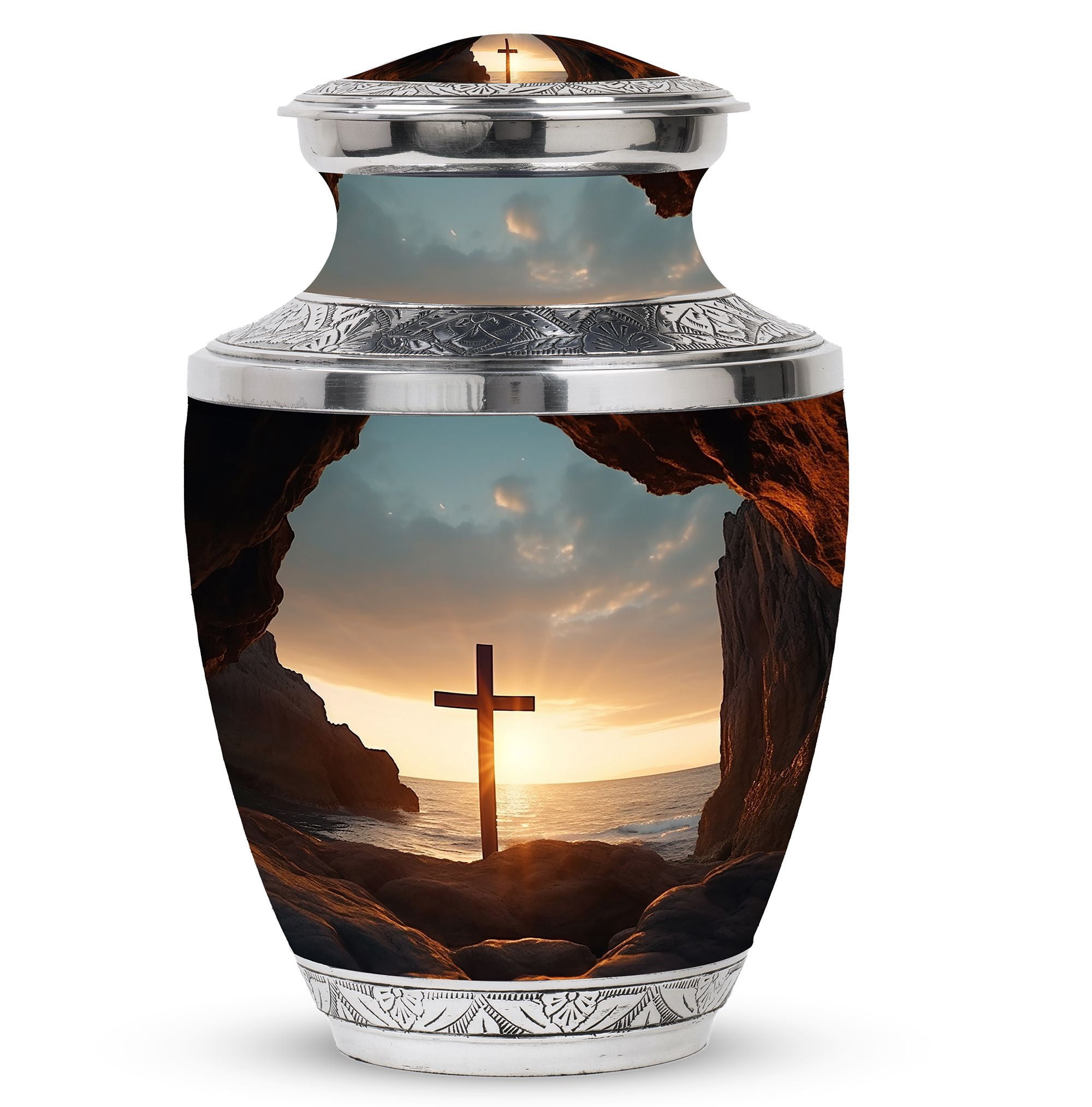 Christ Ocean Background Urn for Human Ashes, Large Urns for Ashes Adult ...