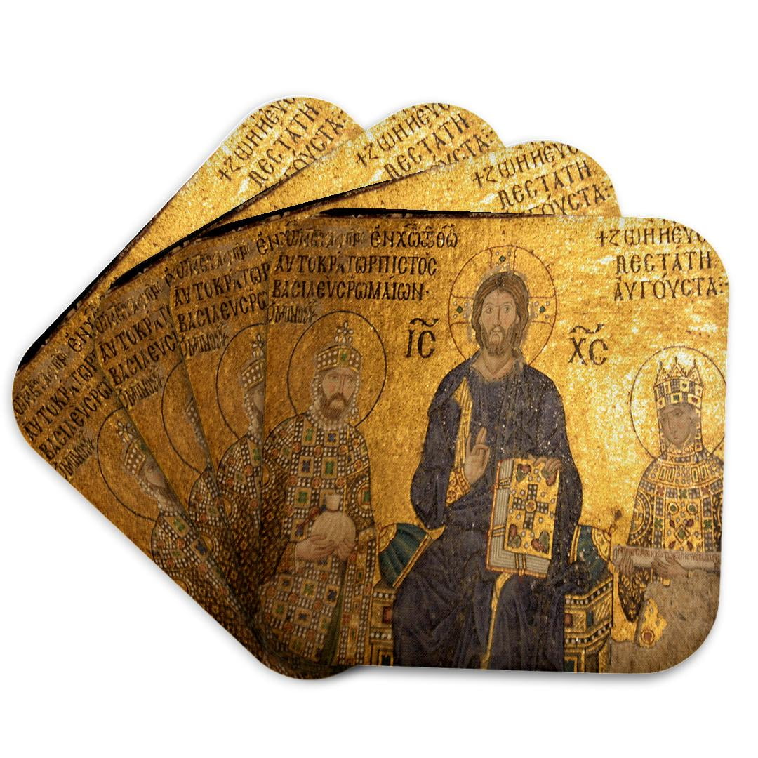 3drose, Christ Pantocrator Byzantine Christian Art, Set of 4 Coasters ...