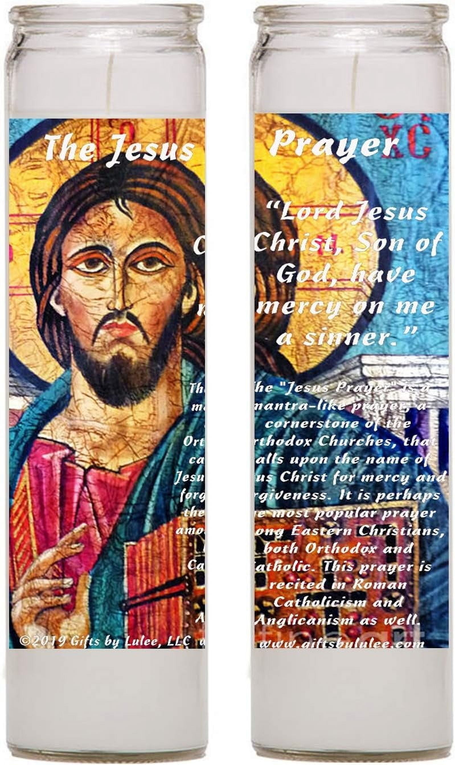 Christ Pantocrator & Jesus Prayer 2-Pack 8" Glass Taper Candles ...