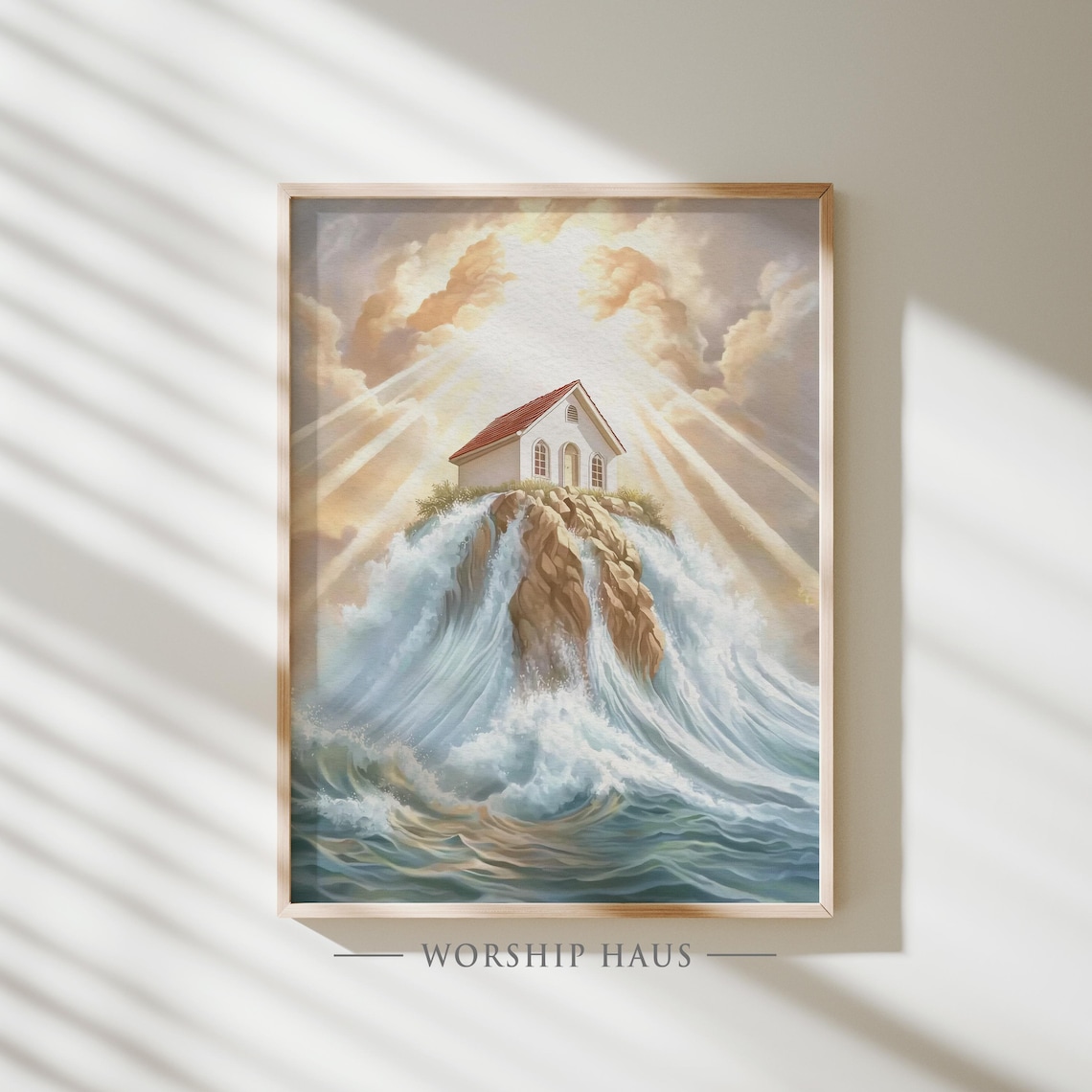 Christ My Rock And Refuge Modern Christian Art House On Rock Scene ...