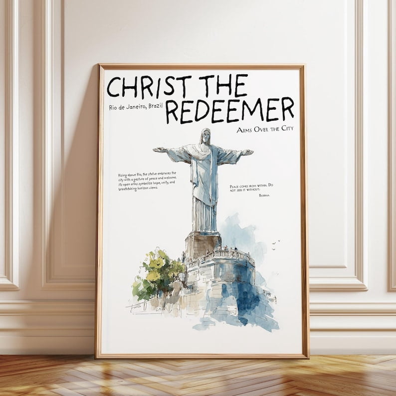 Christ The Redeemer Rio De Janeiro Brazil Wall Art Print, Unframed ...