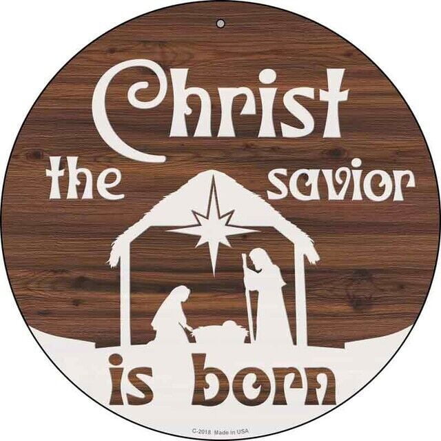 Christ The Savior is Born Circular Metal Sign for Home Garage Wall ...