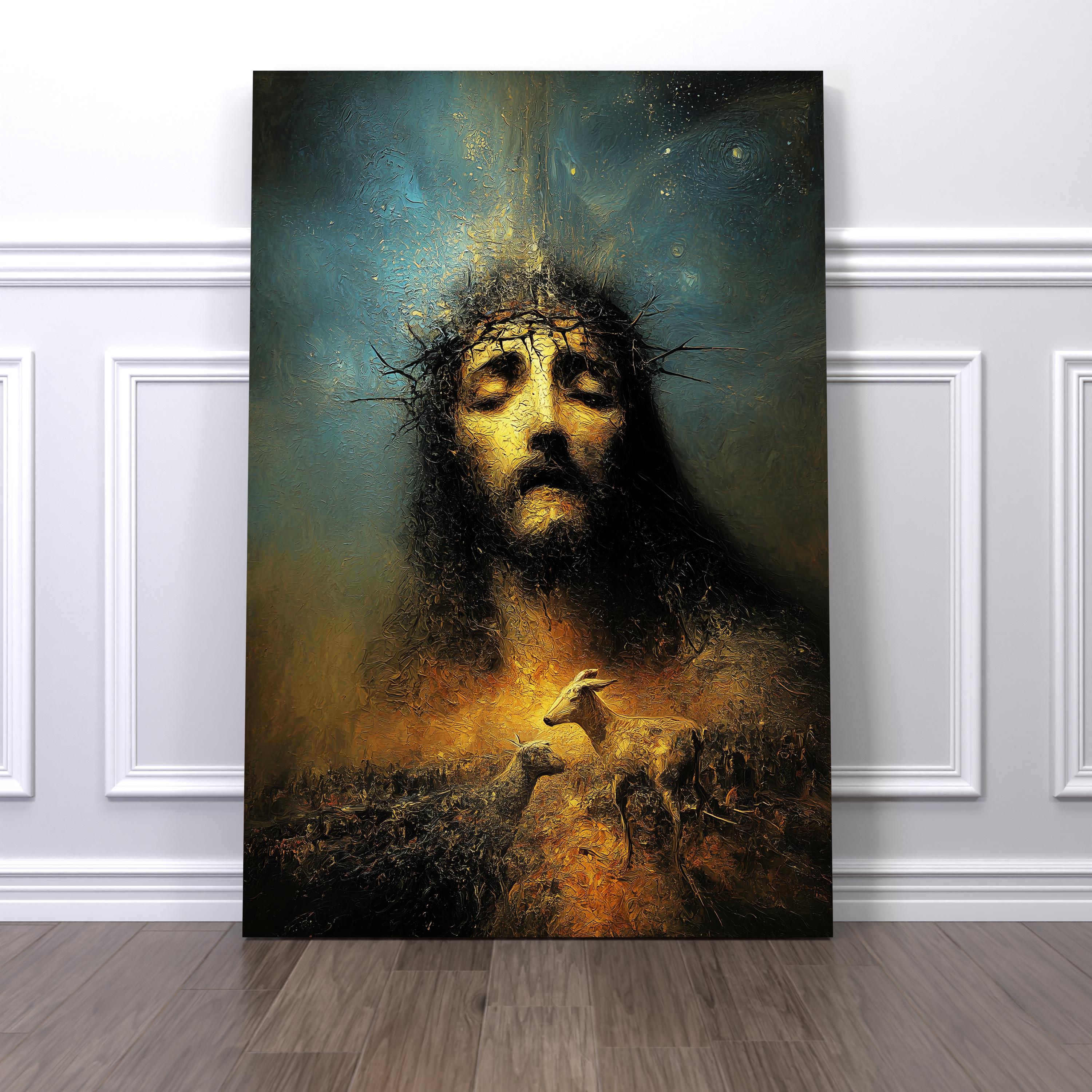 Christ The Scapegoat Art, Lamb Of God Wall Decor, Jesus Crown Of Thorns ...
