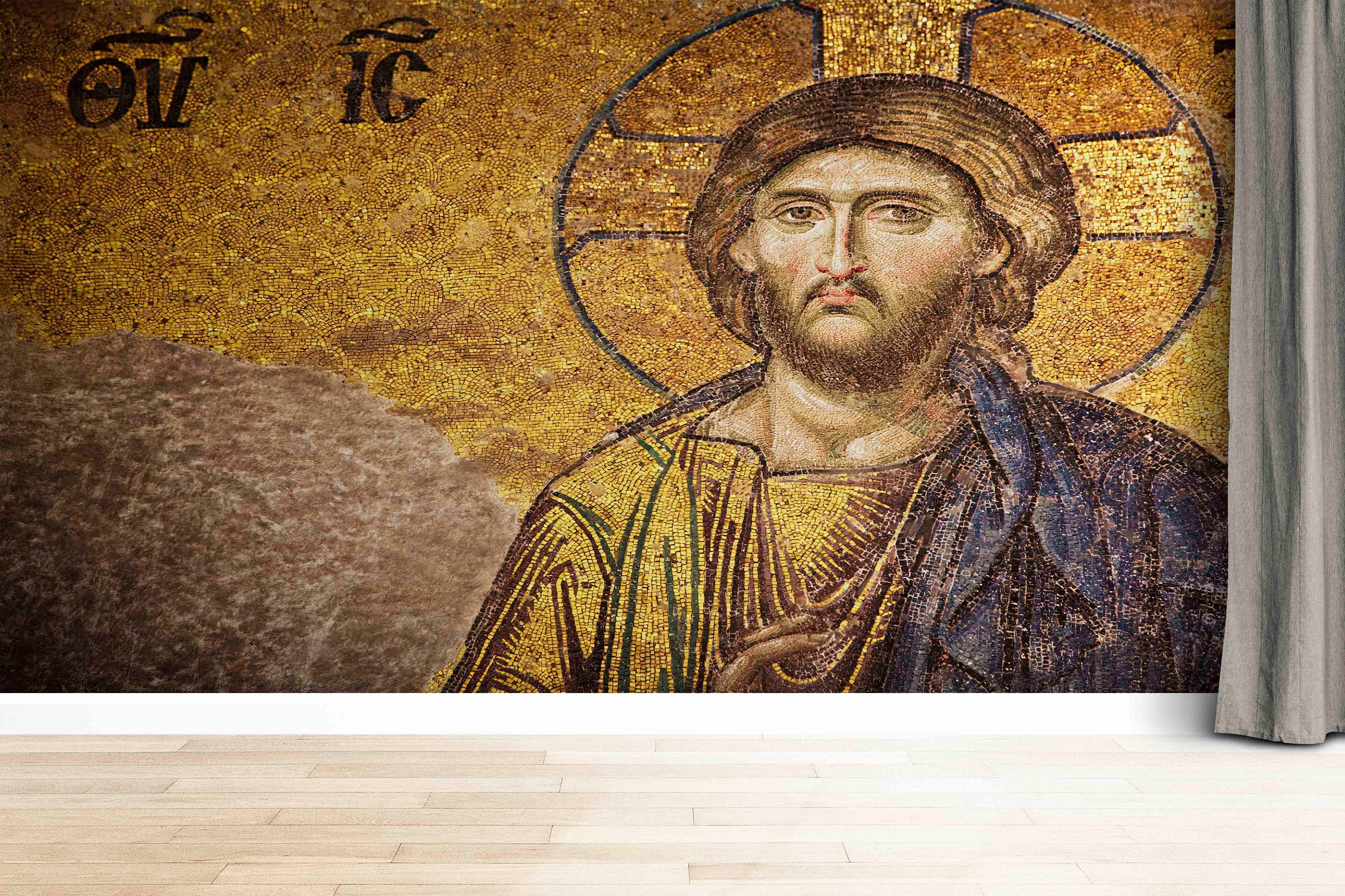 Christ Wall Print, Bright Wallpaper, Jesus Mosaic Wall Decor, Custom ...