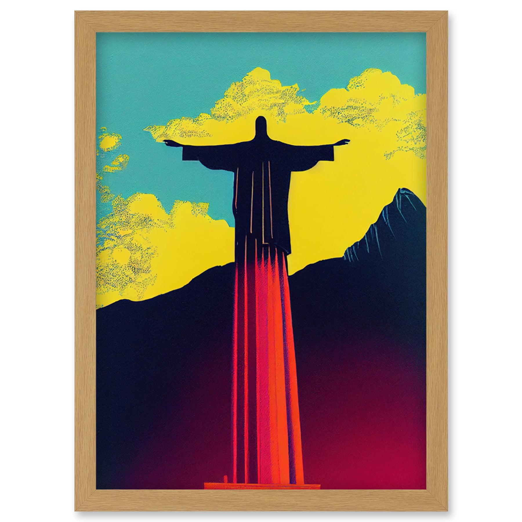 Christ the Redeemer Rio Brazil Pop Art Artwork Framed Wall Art Print A4 ...