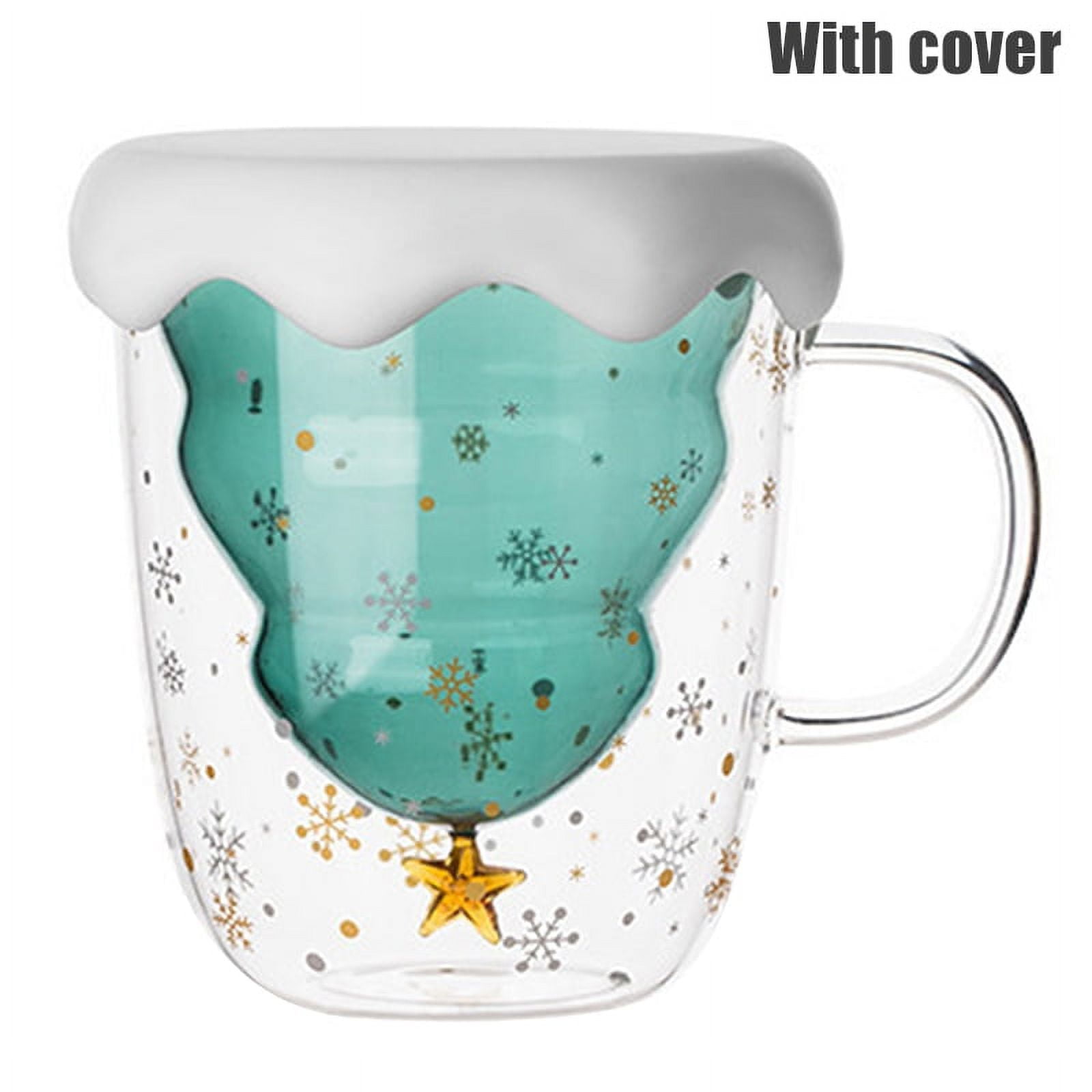 Christamas Tree Glass Cup Double Walled Glass Snowflake Anti-Scalding ...