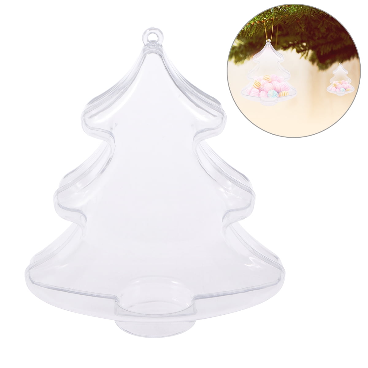 Christmas Tree Shaped Clear Plastic Ornaments Transparent Xmas Pendants ...