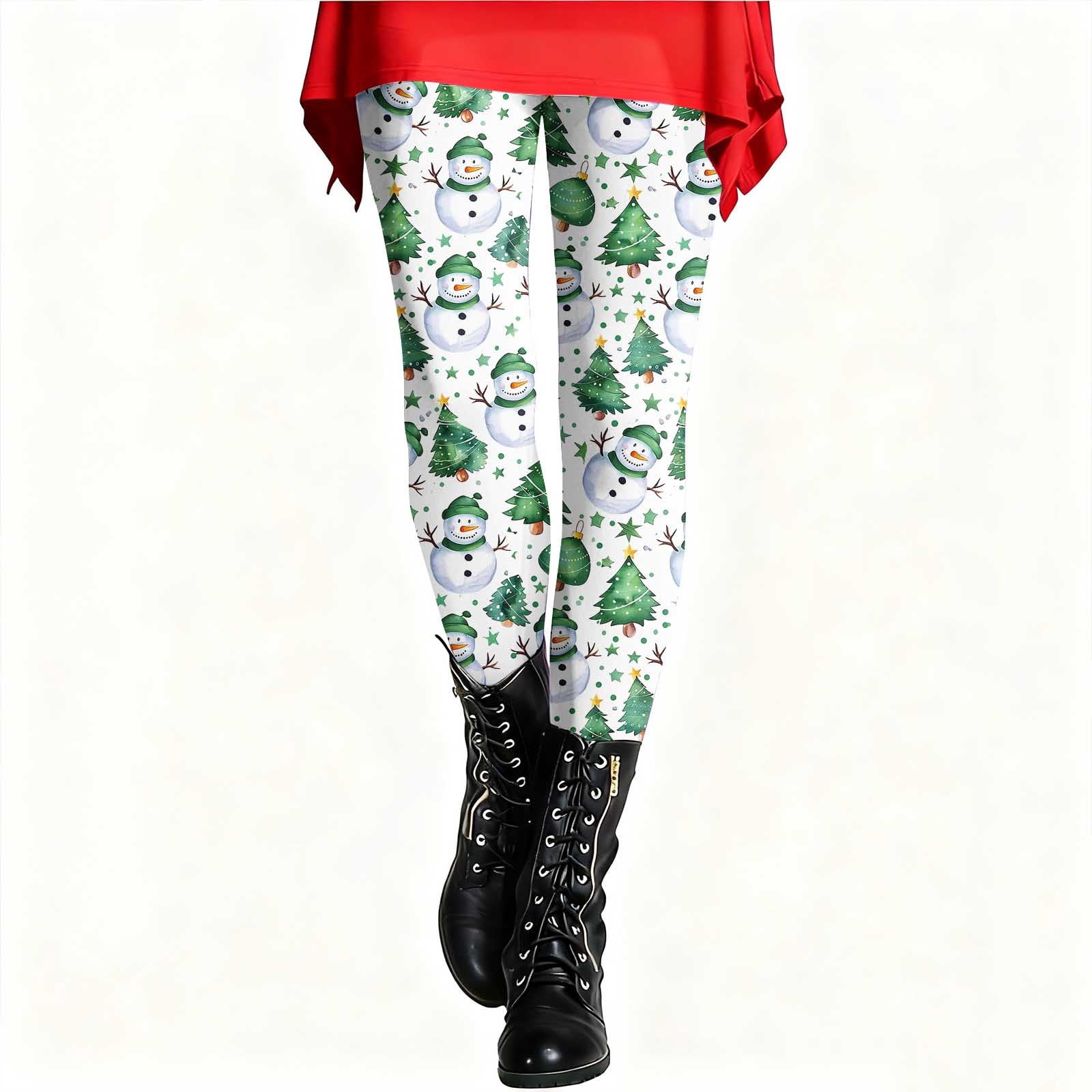 Christams Leggings For Women Elastic High Waist Cute Xmas Graphic Print ...