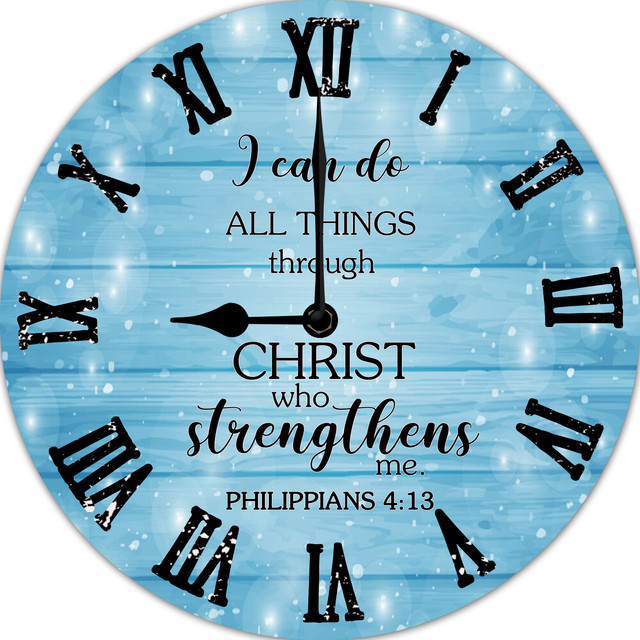 Christan Wall Clock I Can Do All Things Wall Clock Holiday Wall Hanging ...