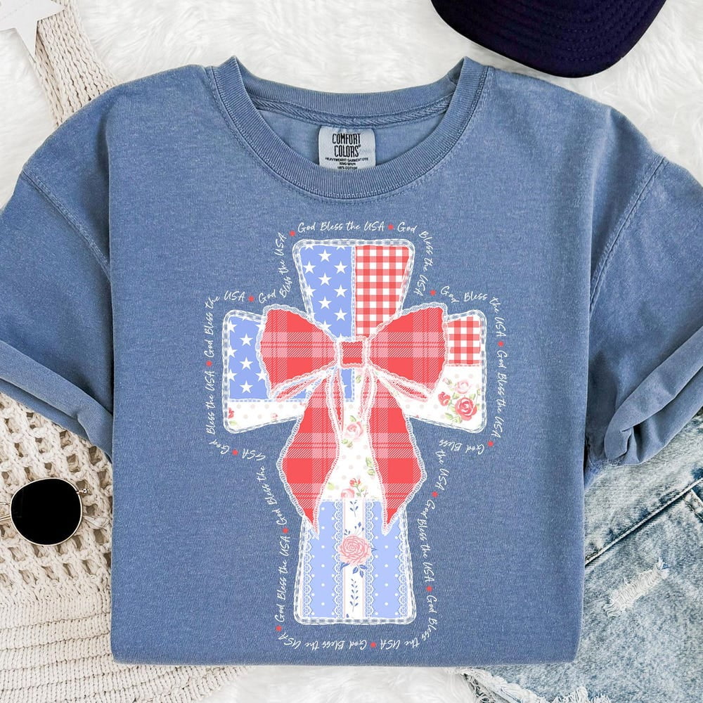 Christian 4th of July Coquette Shirt, God Bless the USA Shirt, Preppy ...