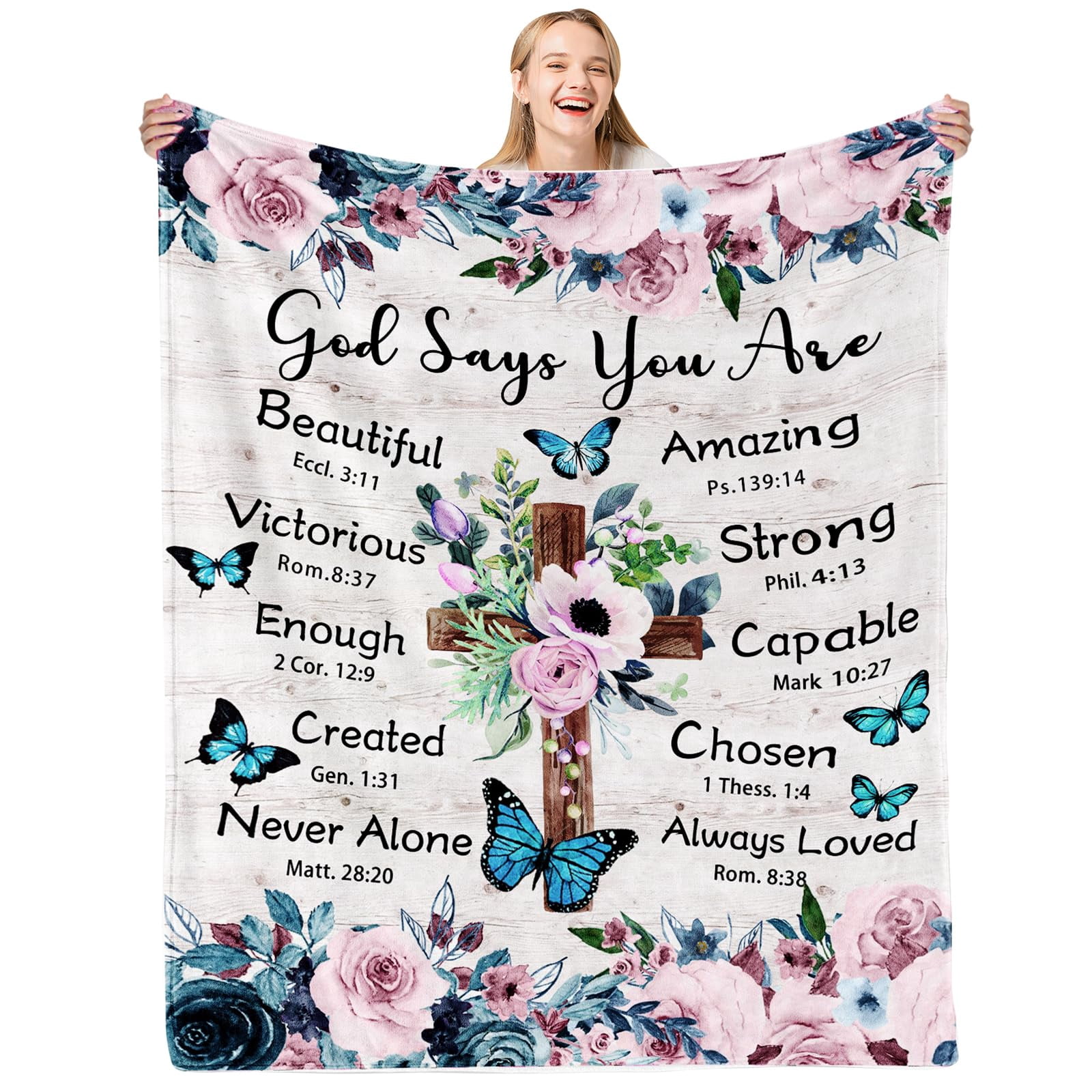 Christian 60x80 Fleece Blanket, Inspirational Blanket Christmas ...