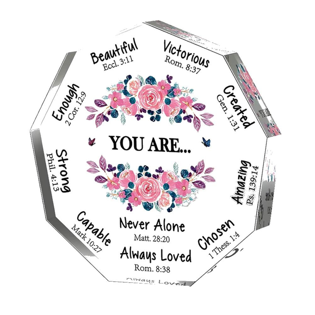 Cute Acrylic Desk Decoration - Spiritual Gift for Women, Clear Nonagon ...