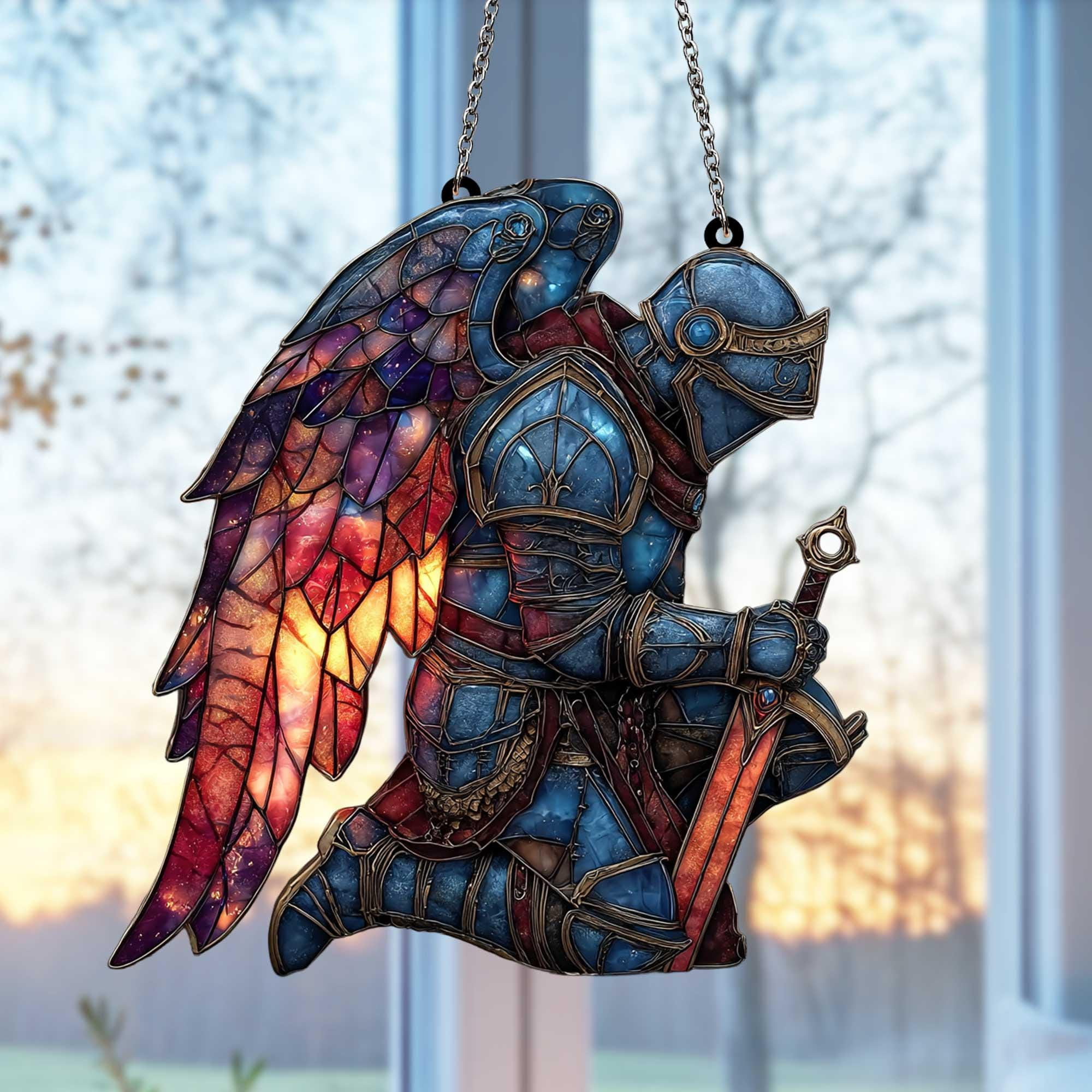Christian Archangel Michael Wavy Acrylic Window Art, Faux Wavy Acrylic ...