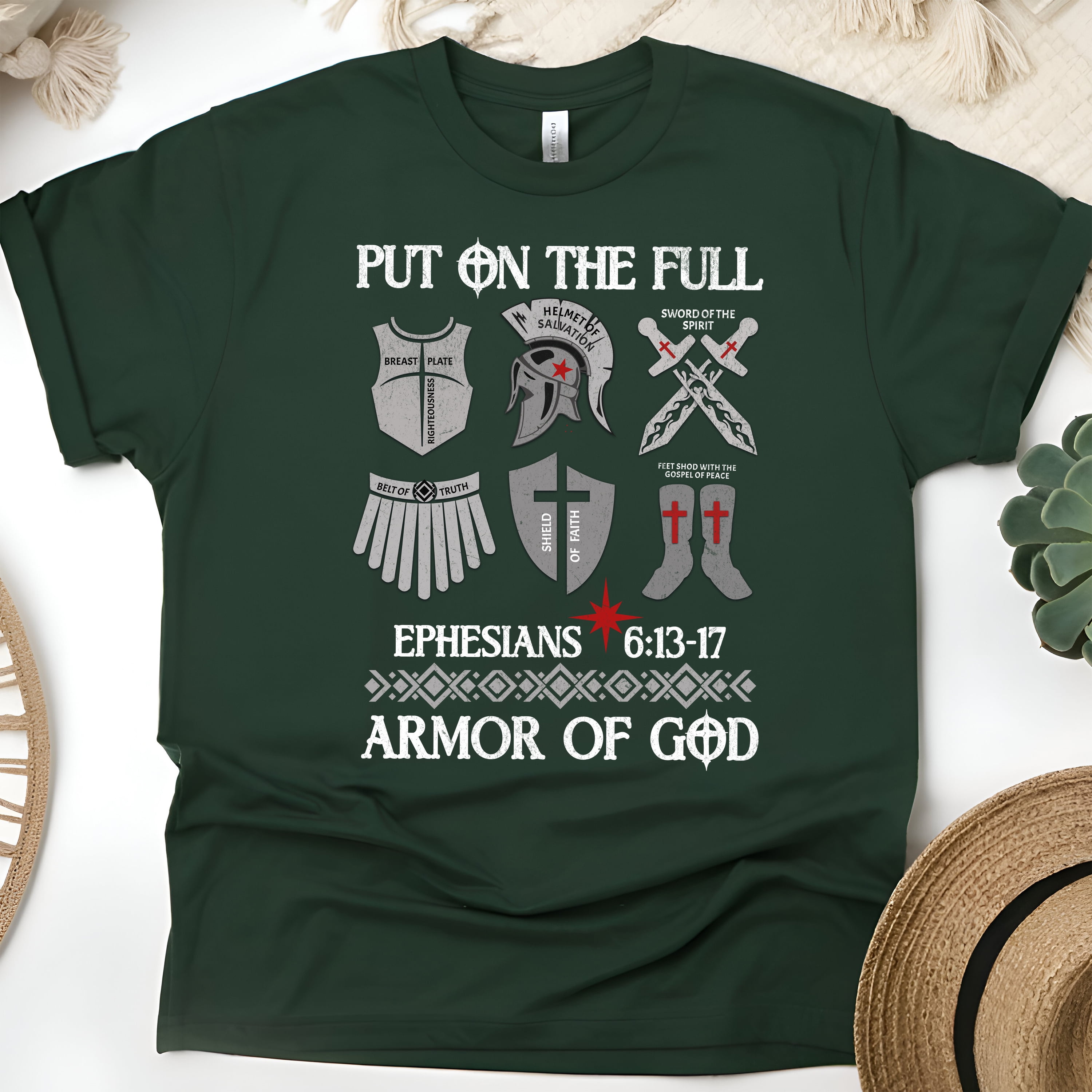 Christian Armor of God T-Shirt – Ephesians 6:13-17 Graphic Tee with ...