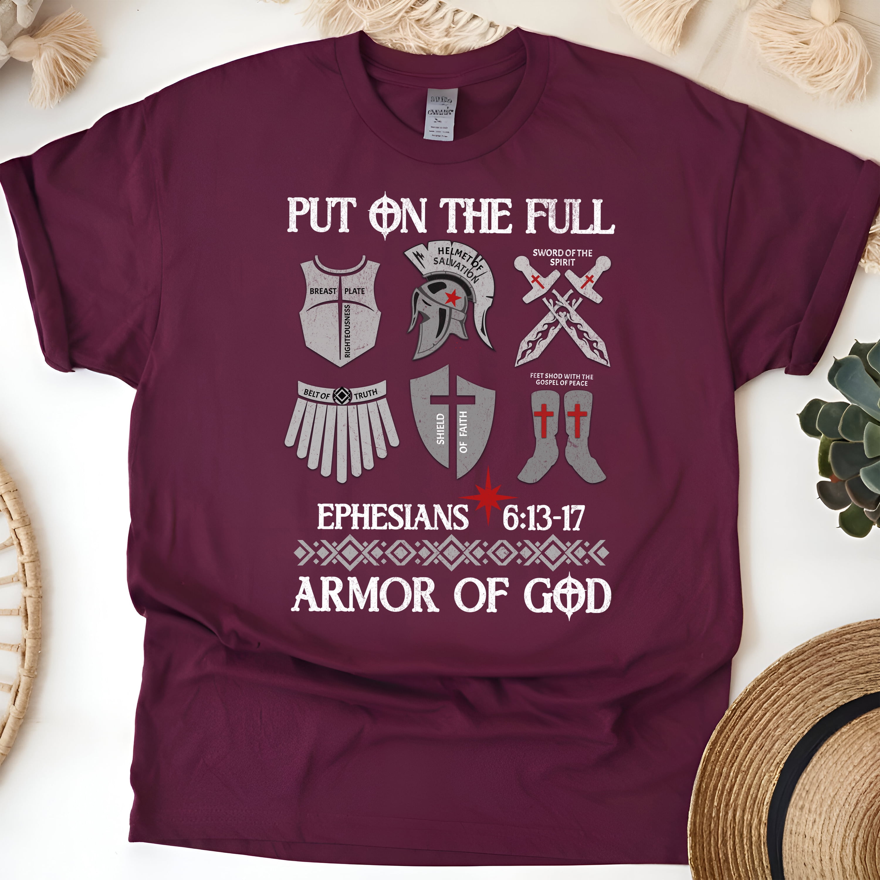 Christian Armor of God T-Shirt – Ephesians 6:13-17 Graphic Tee with ...