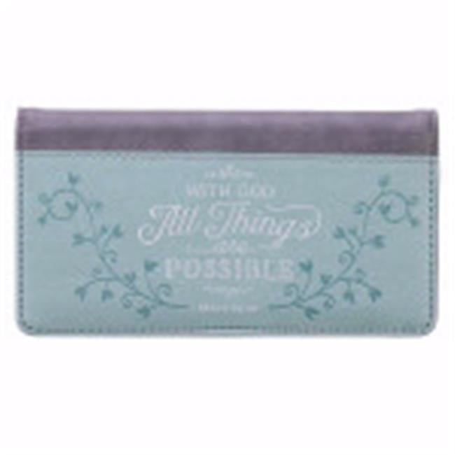 Christian Art Gifts 149182 All Things Checkbook Cover, Blue & Purple ...