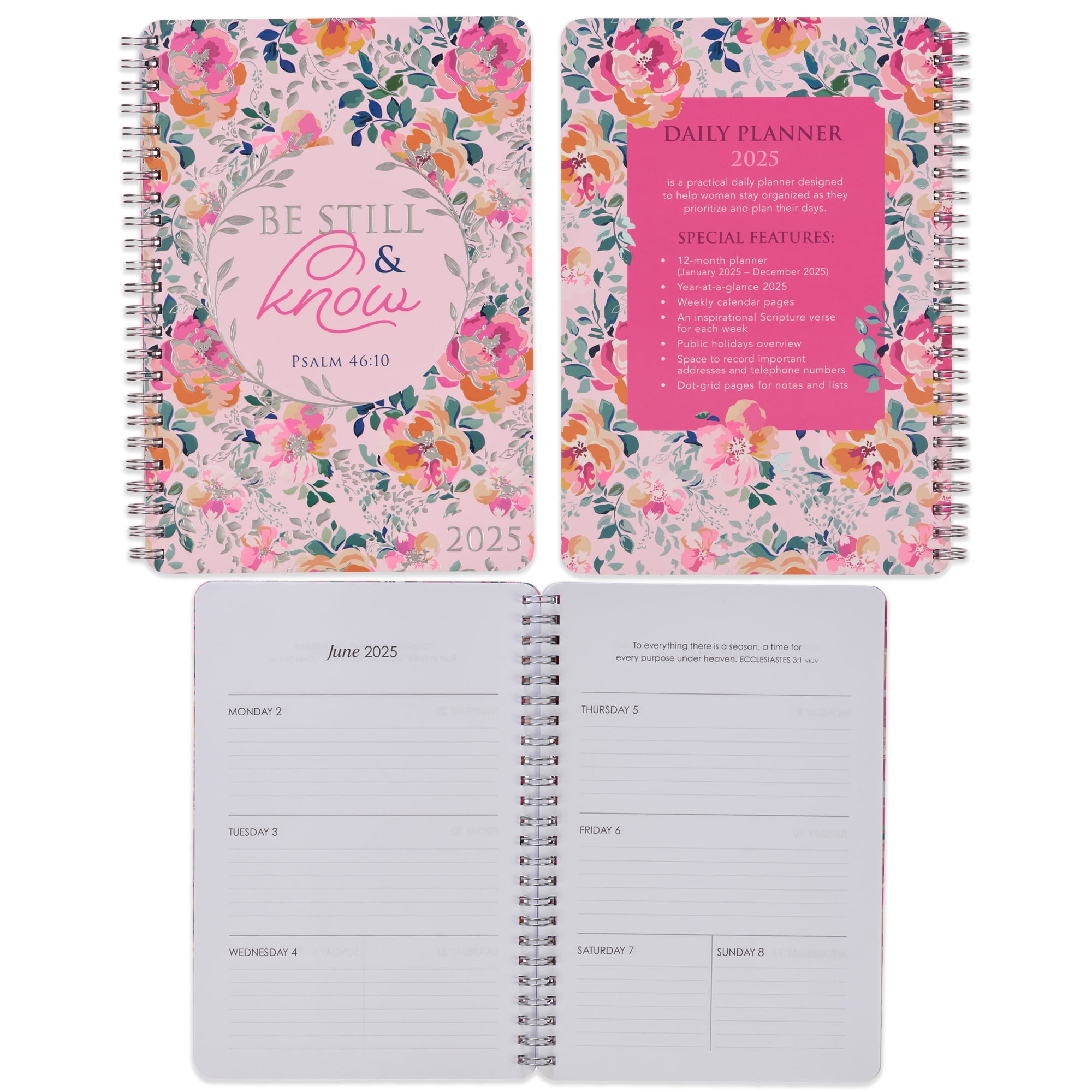 Christian Art Gifts 2025 Wirebound Weekly Daily Planner for Women: Be ...