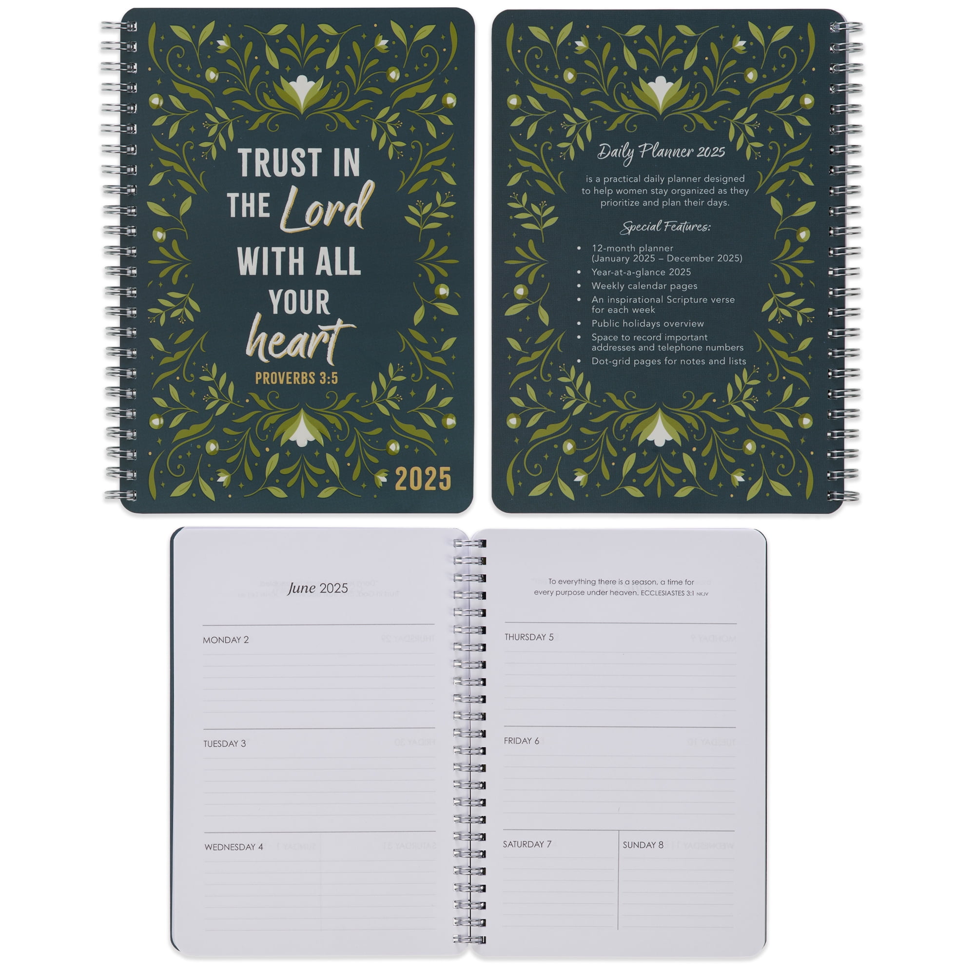 Christian Art Gifts 2025 12 Month Compact Wirebound Weekly Planner for ...