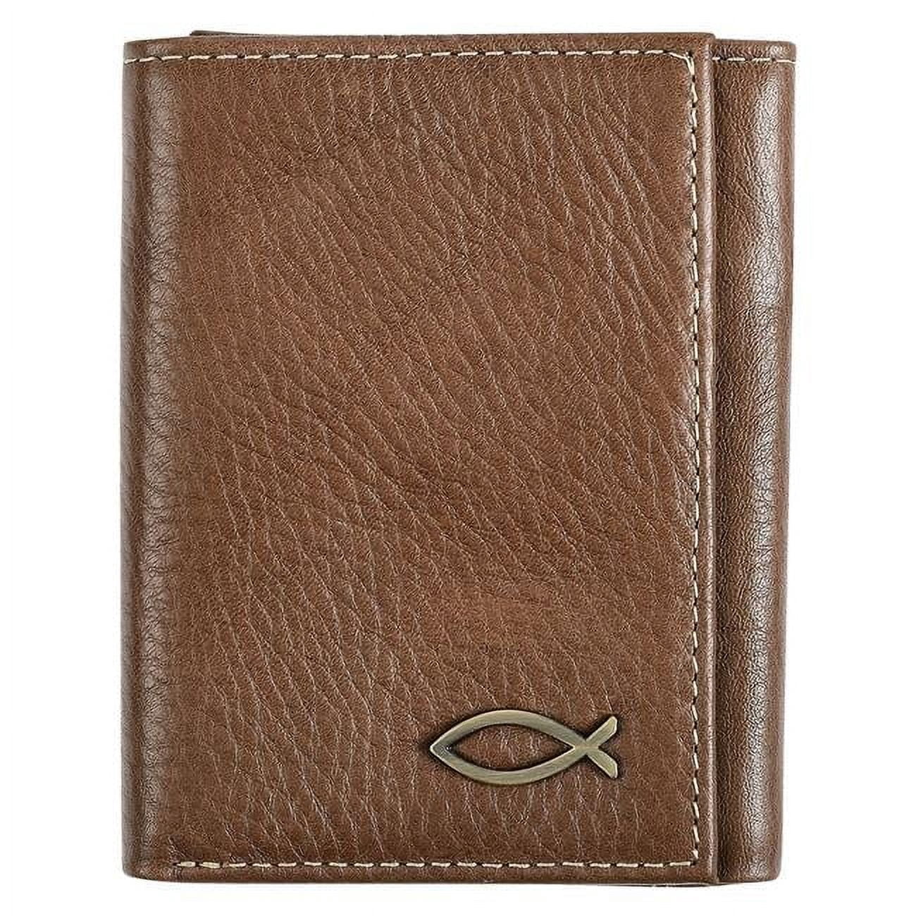 Christian Art Gifts 215143 Genuine Leather Trifold Wallet with Fish ...