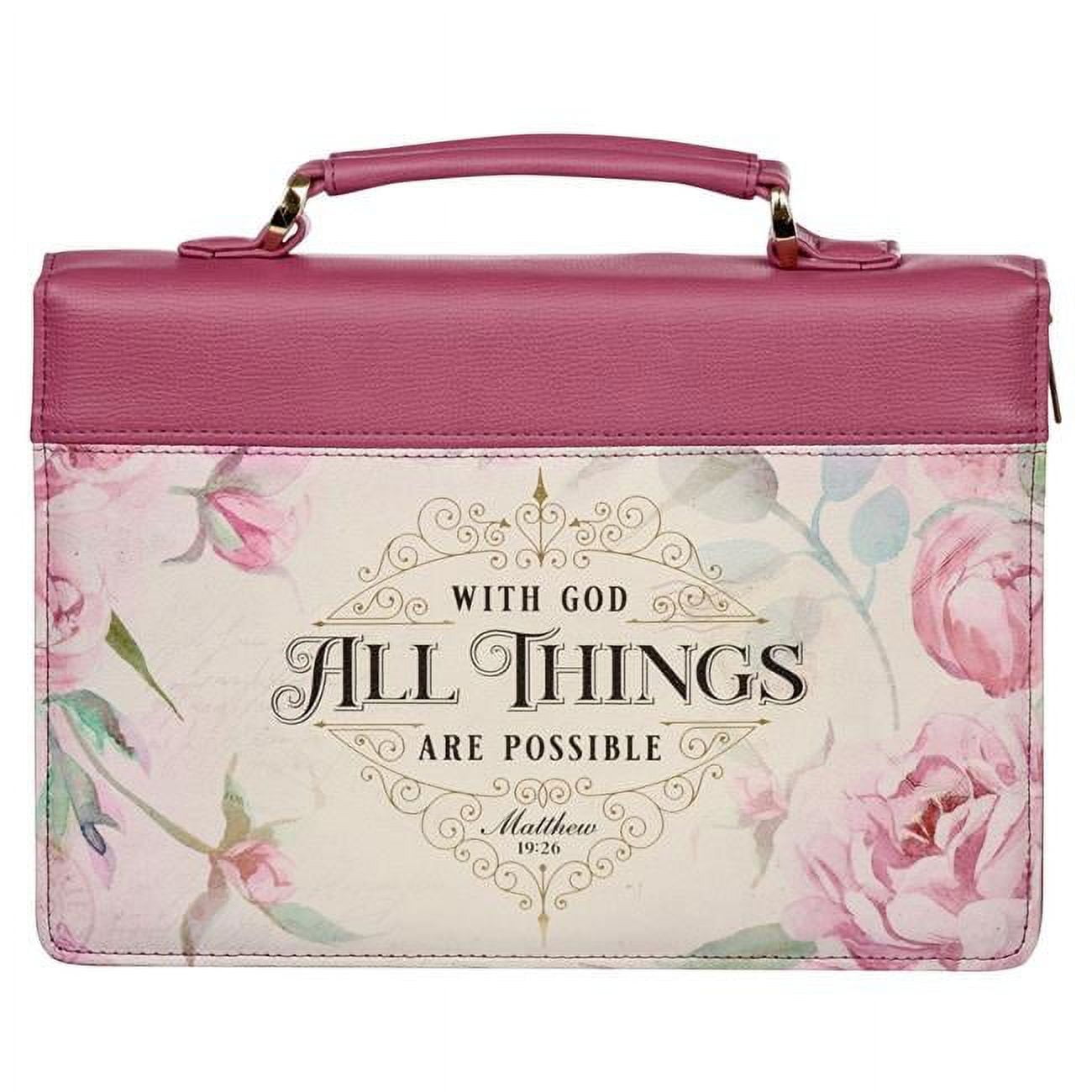 Christian Art Gifts 21804X God All Things Are Possible Dusty Rose Flor ...