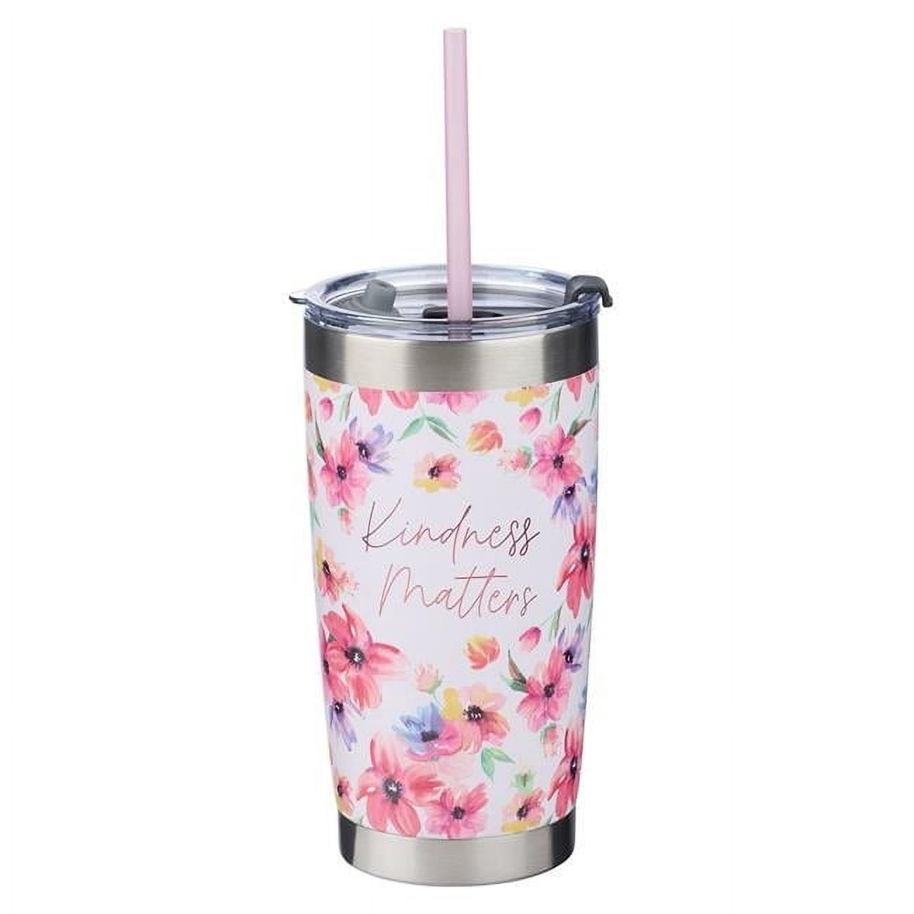 Christian Art Gifts 249952 Kindness Matters Travel Mug with Straw, Pink ...