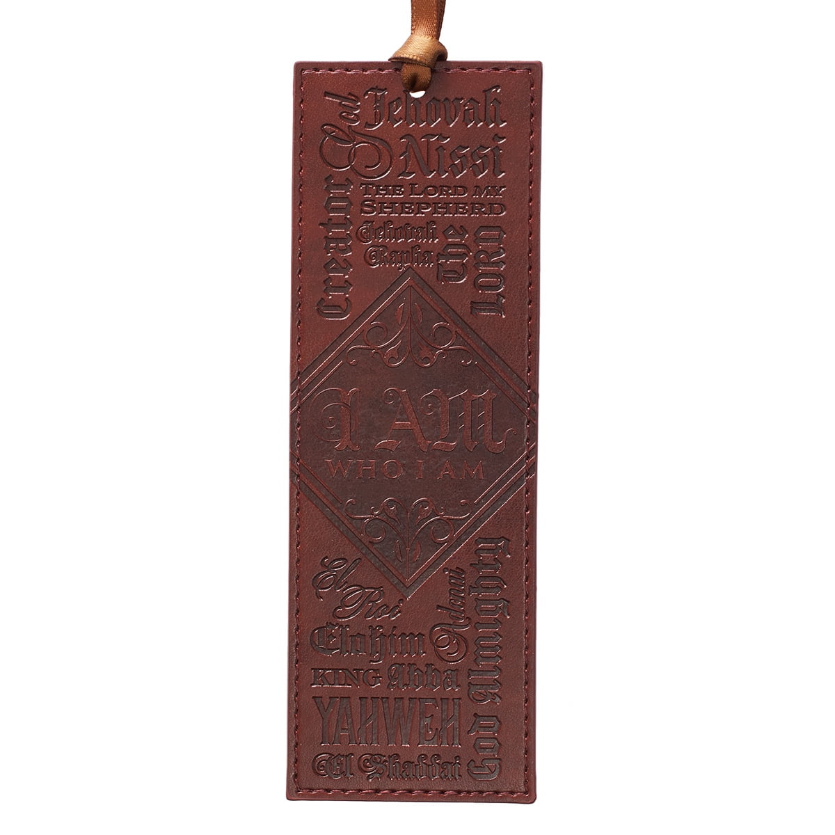 Christian Art Gifts Brown Faux Leather Bookmark | Names Of God - Exodus ...