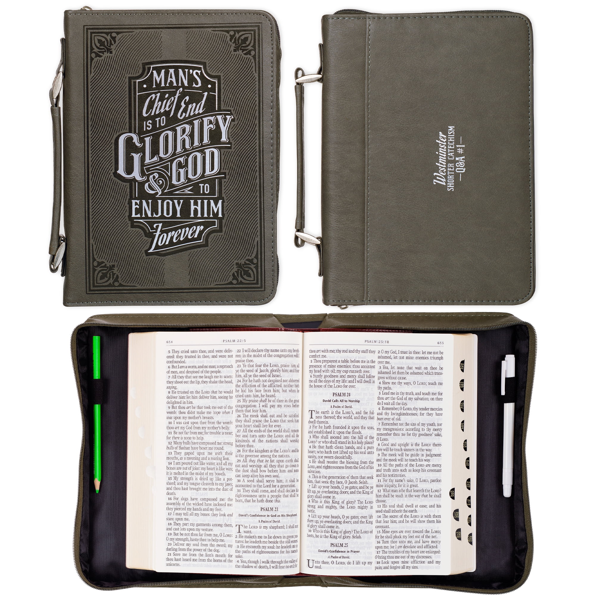 Christian Art Gifts Classic Debossed Vegan Leather Bible Cover for Men ...
