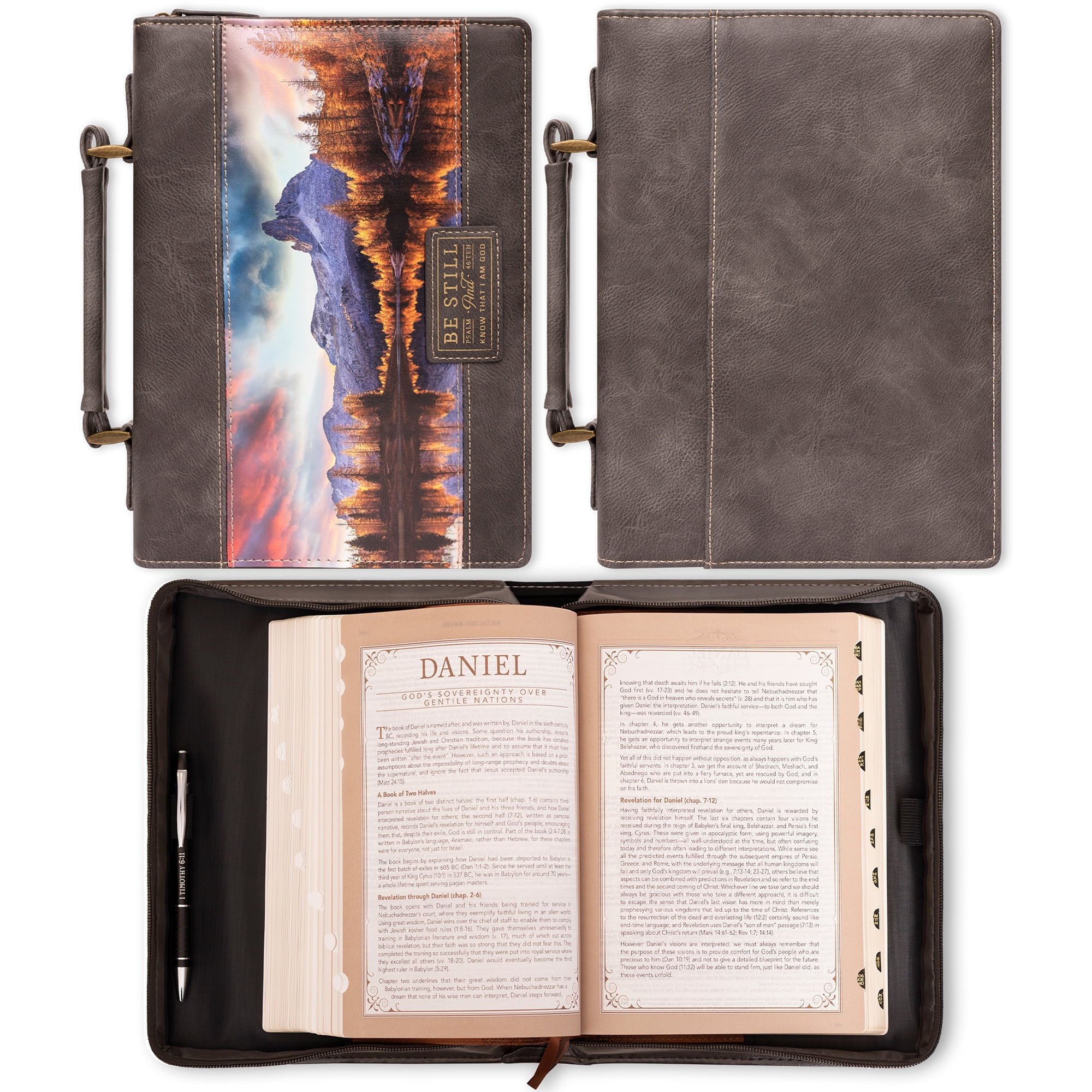 Christian Art Gifts Classic Faux Leather Bible Cover: Be Still and Know ...