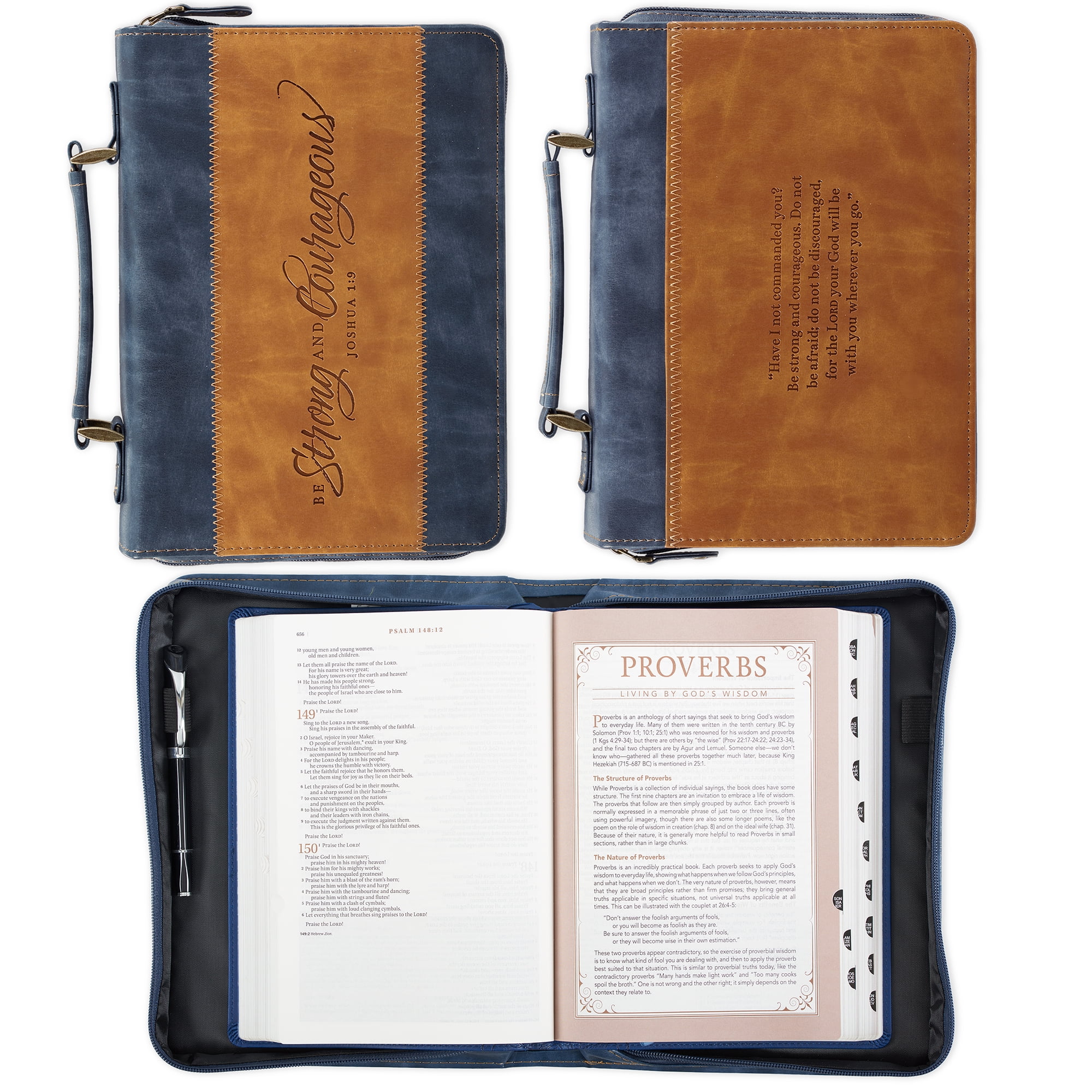 Christian Art Gifts Classic Vegan Leather Bible Cover Carry Case for ...
