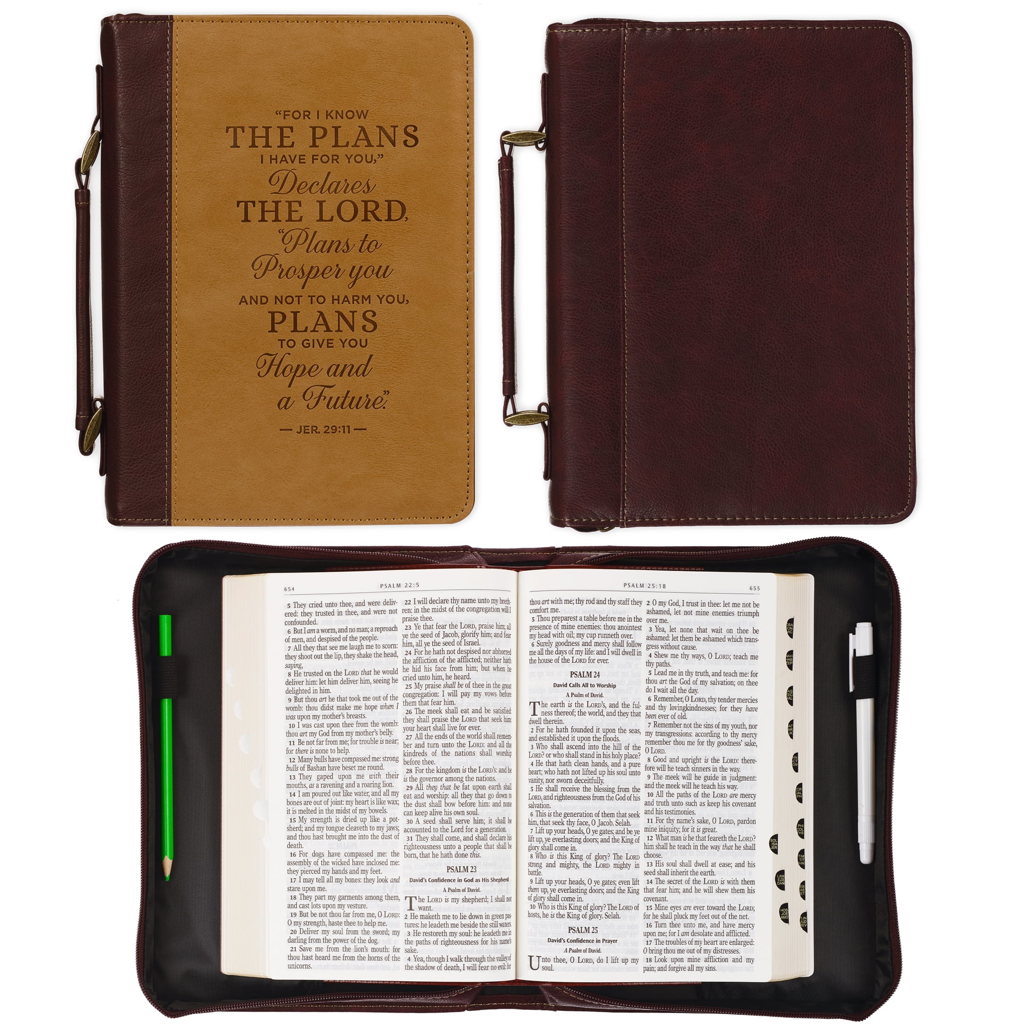 Christian Art Gifts Classic Vegan Leather Bible Cover for Men & Women ...