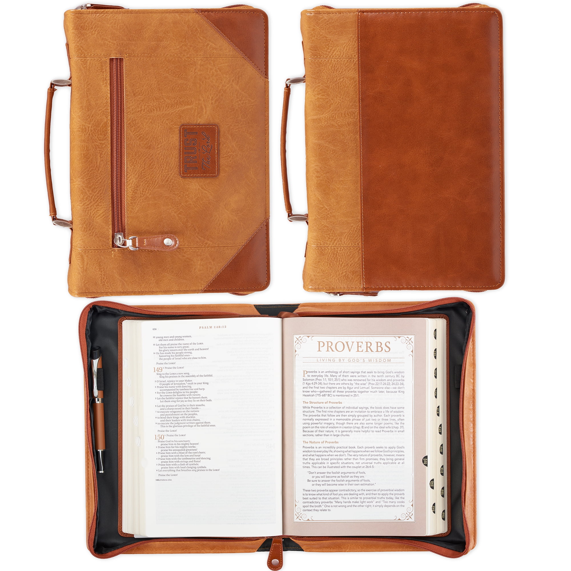 Christian Art Gifts Classic Vegan Leather Bible Cover for Men & Women ...