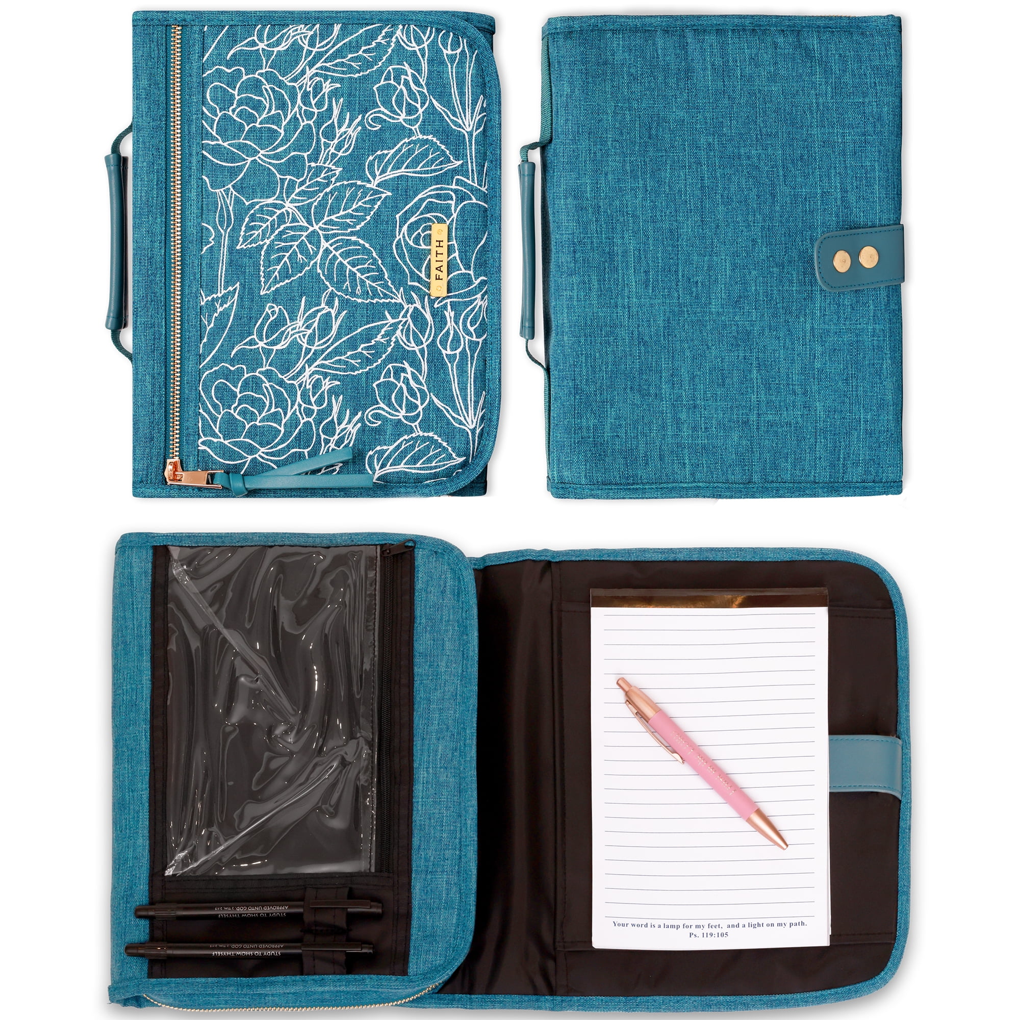 Christian Art Gifts Tri-Fold Organizer, Floral Women's Bible Cover ...