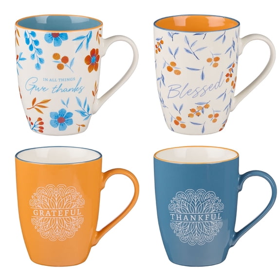 Christian Art Gifts Floral Ceramic Coffee/Tea Mug Set with Scripture ...