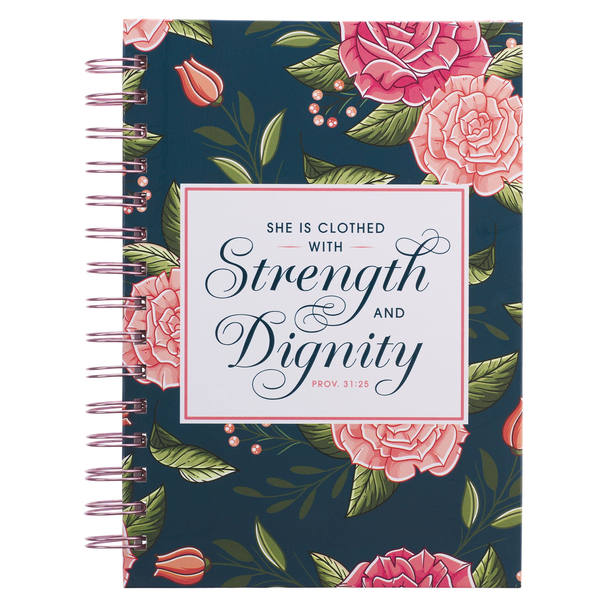 Christian Art Gifts Journal w/Scripture Strength & Dignity Proverbs 31:25 Bible Verse Navy ...