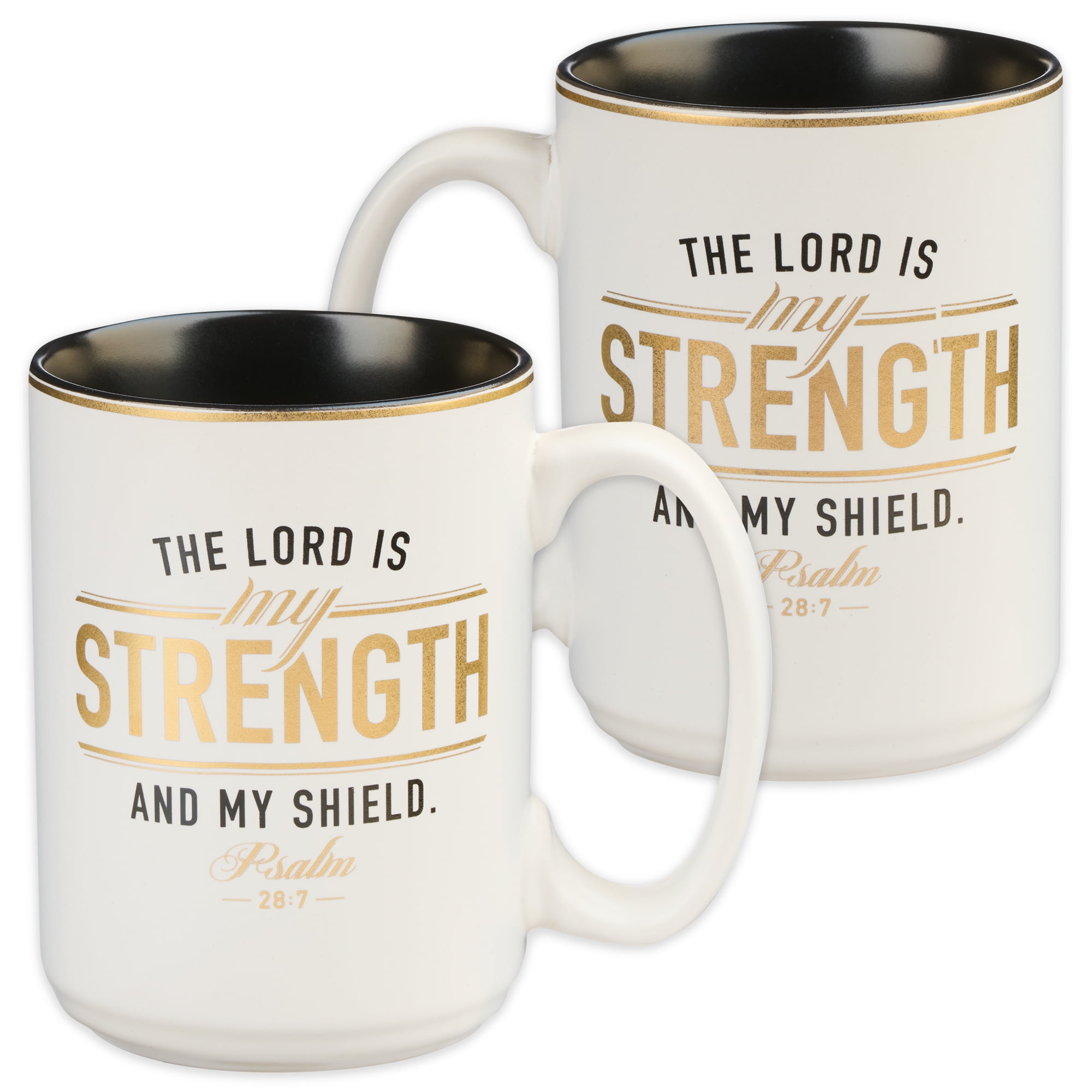 Christian Art Gifts Ceramic Coffee Mug, 14 oz, White, Black, Gold Foil ...