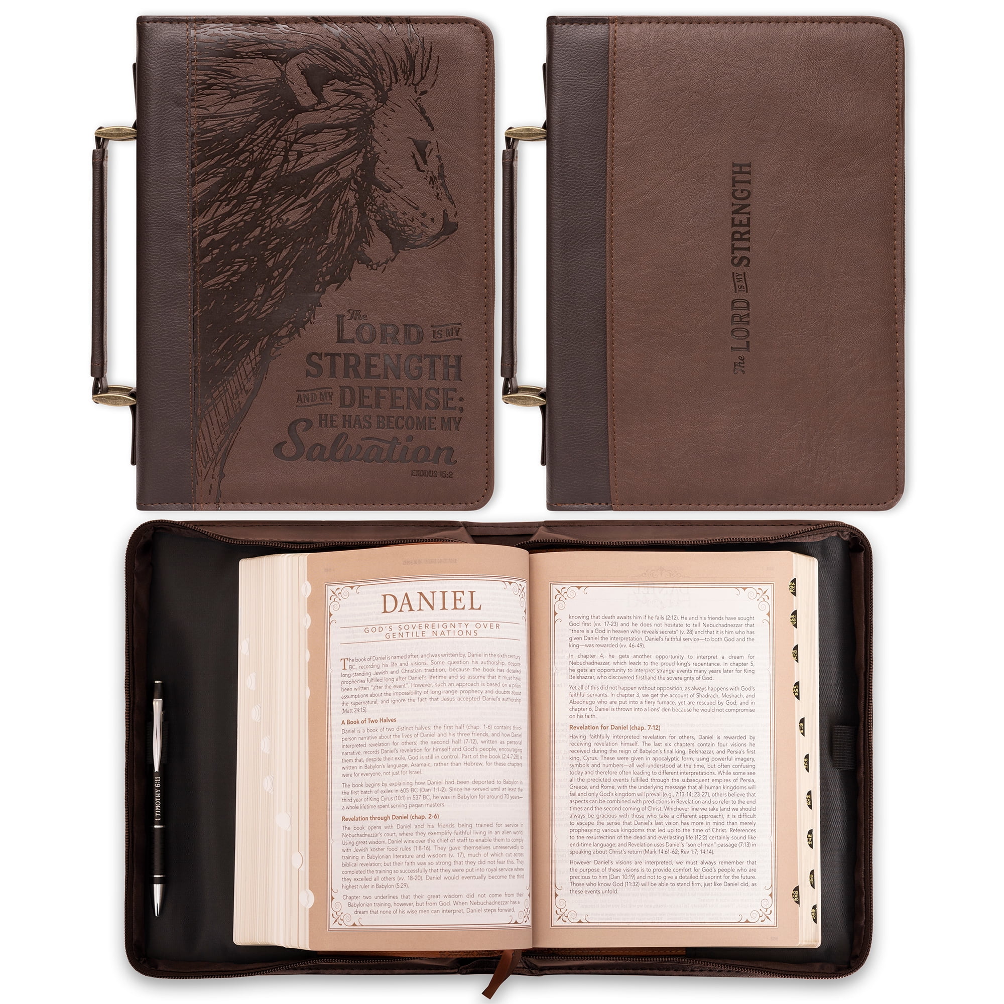 Christian Art Gifts Large Bible Cover Case, Faux Leather, Lion Design ...