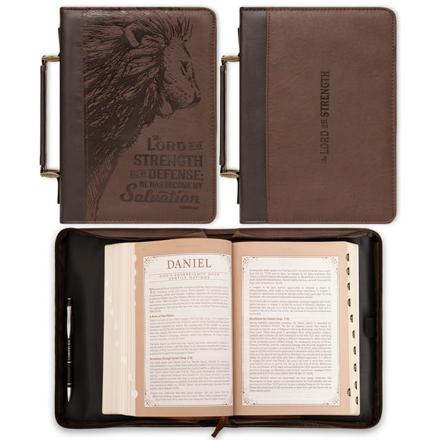 Christian Art Gifts Large Bible Cover Case, Faux Leather, Lion Design ...