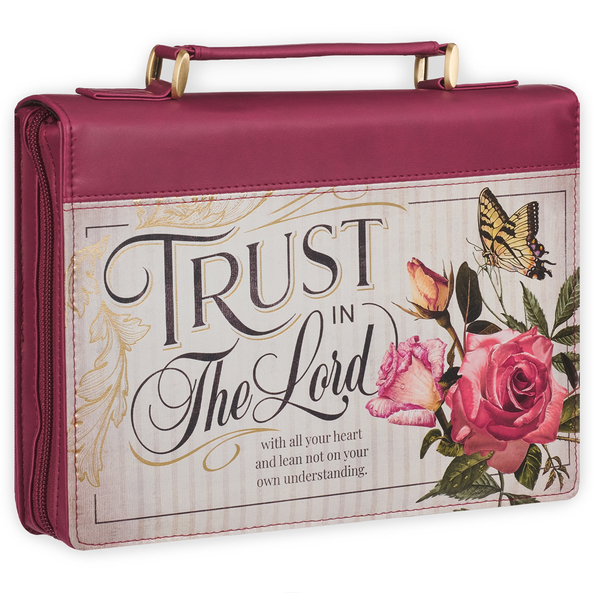 Christian Art Gifts Maroon Red Floral Bible Cover, Vegan Leather ...