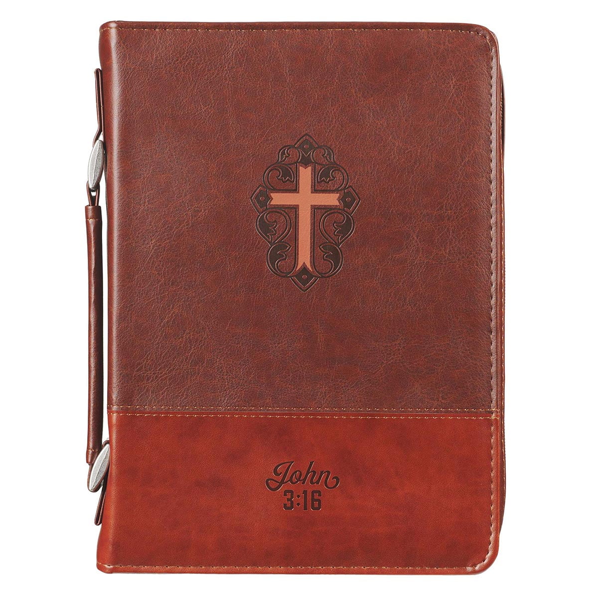Christian Art Gifts Men's Classic Bible Cover Cross John 3:16, Brown ...