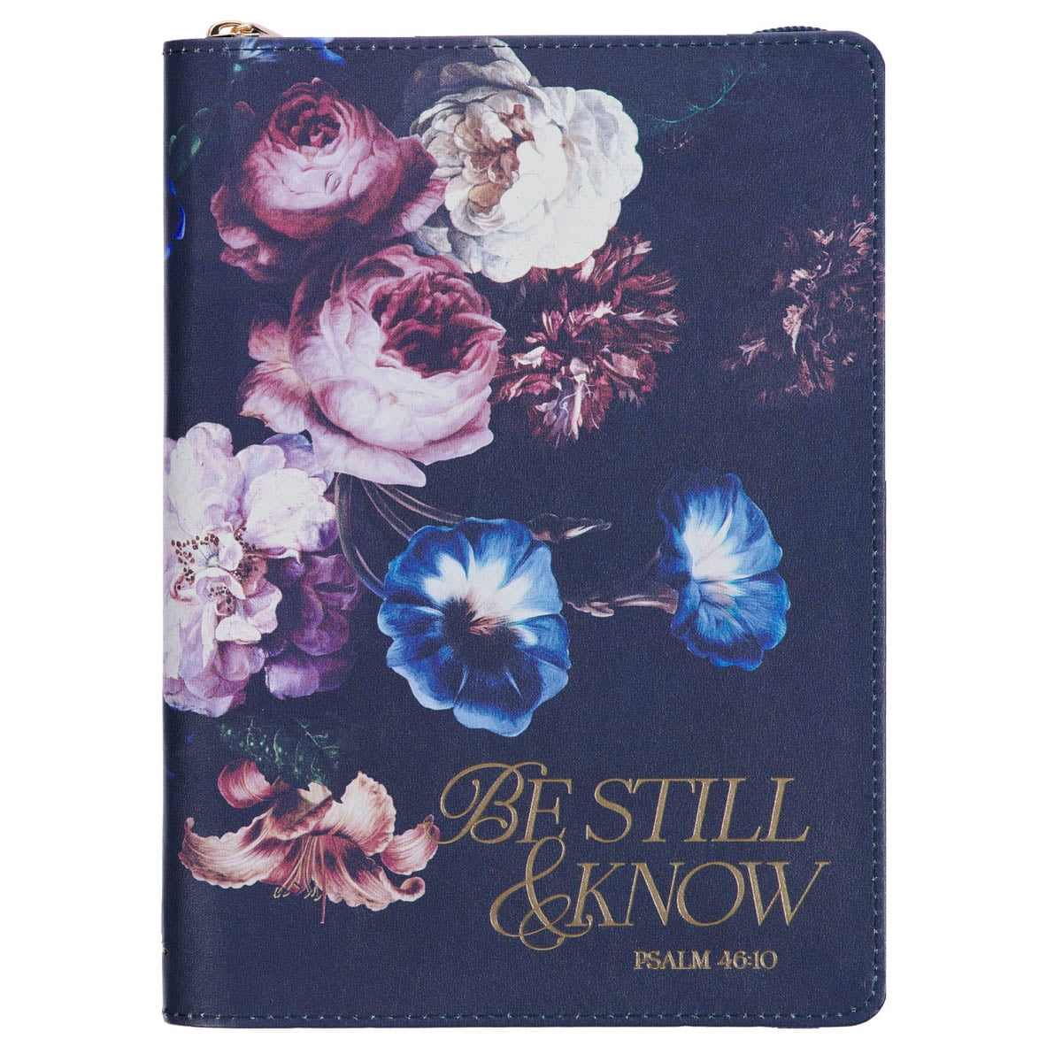 Christian Art Gifts Navy Blue Vegan Leather Zipped Journal ...