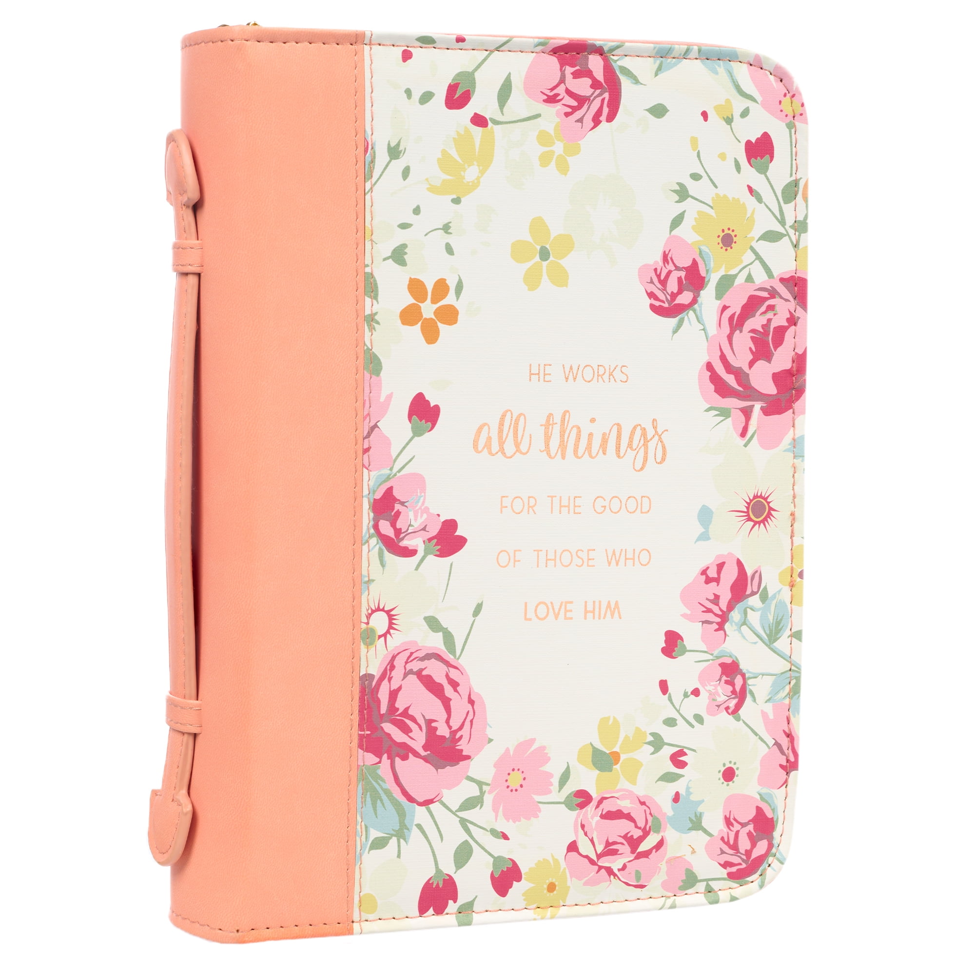 Christian Art Gifts Peach Faux Leather Bible Cover for Women He Works ...