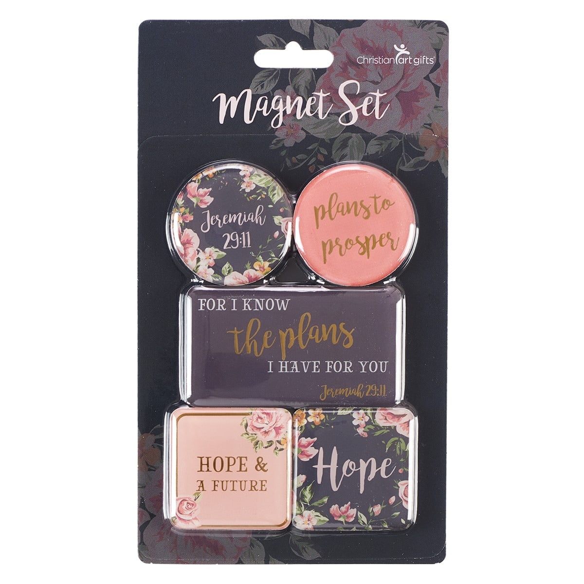 Christian Art Gifts Pink Floral Refrigerator Magnets I Know The Plans ...