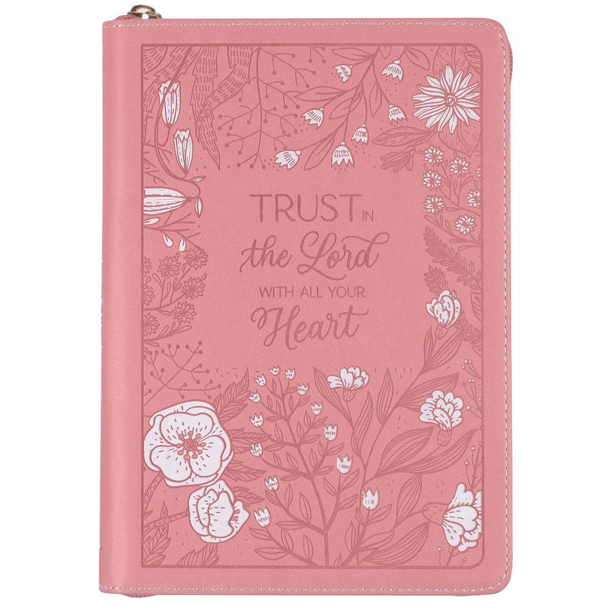 Christian Art Gifts Pink Vegan Leather Zipped Journal, Inspirational ...