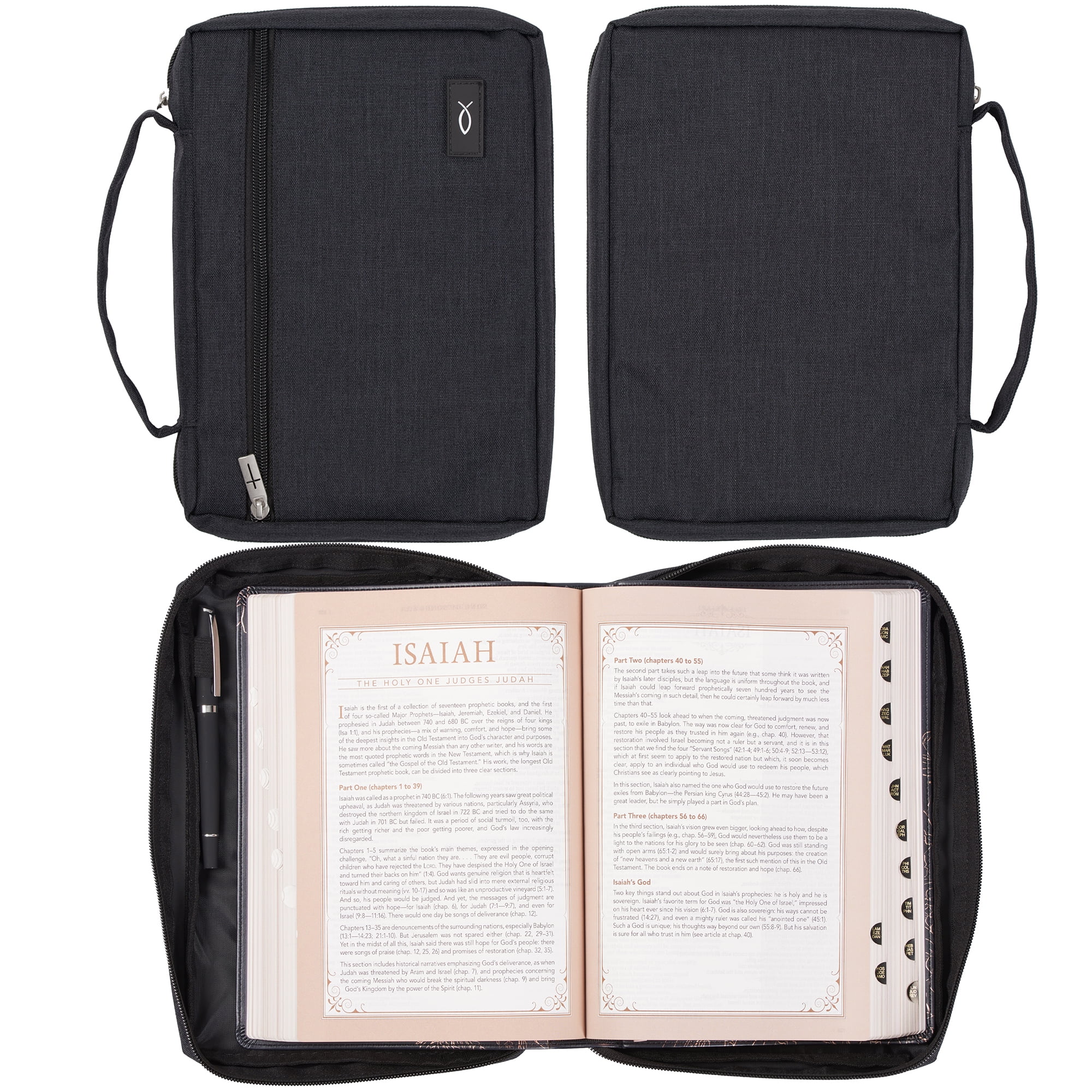 Christian Art Gifts Polyester Bible Cover for Men & Women w/ Jesus Fish ...